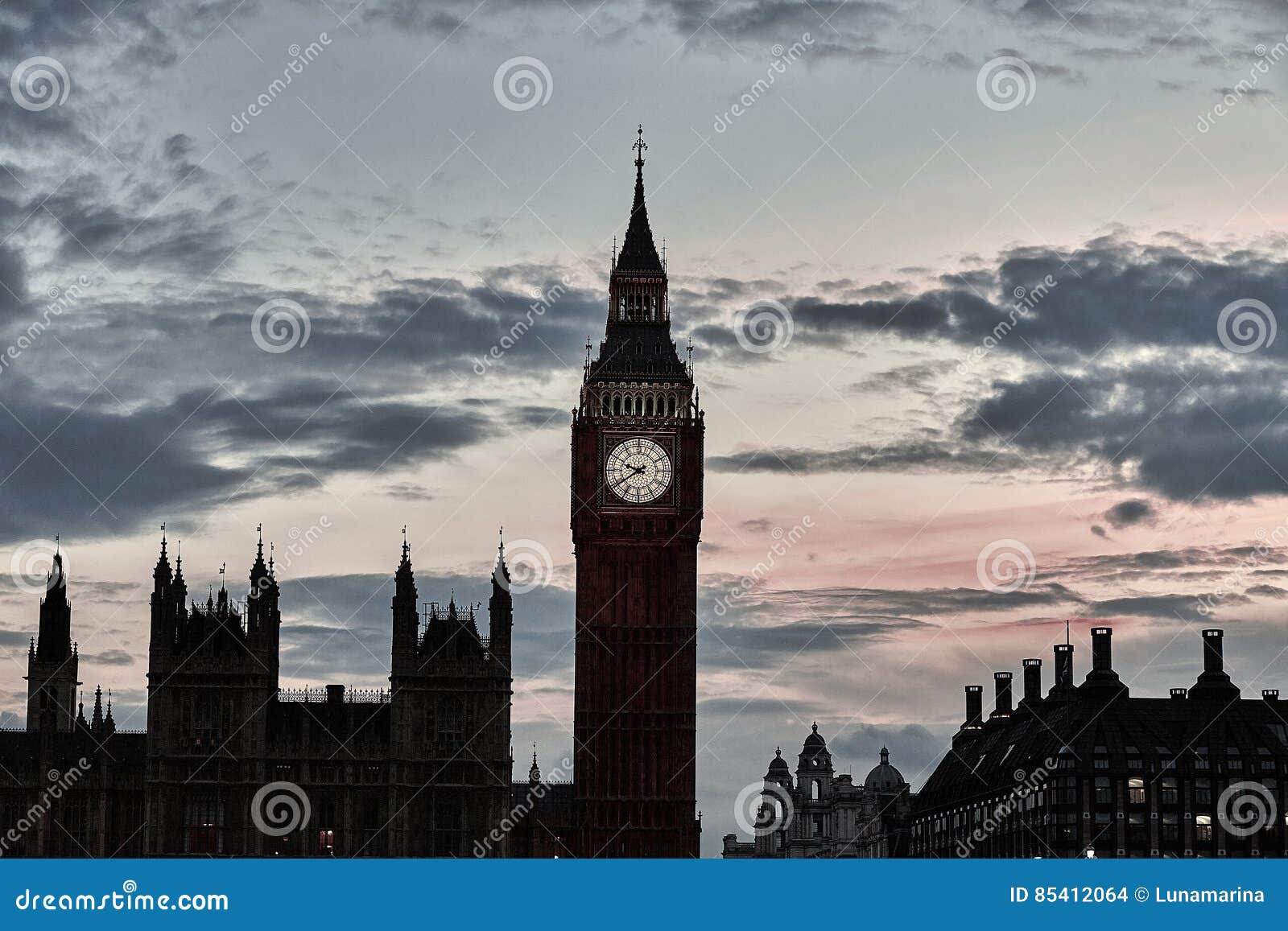 Big Ben Clock Tower London at Thames River Stock Photo - Image of clock ...