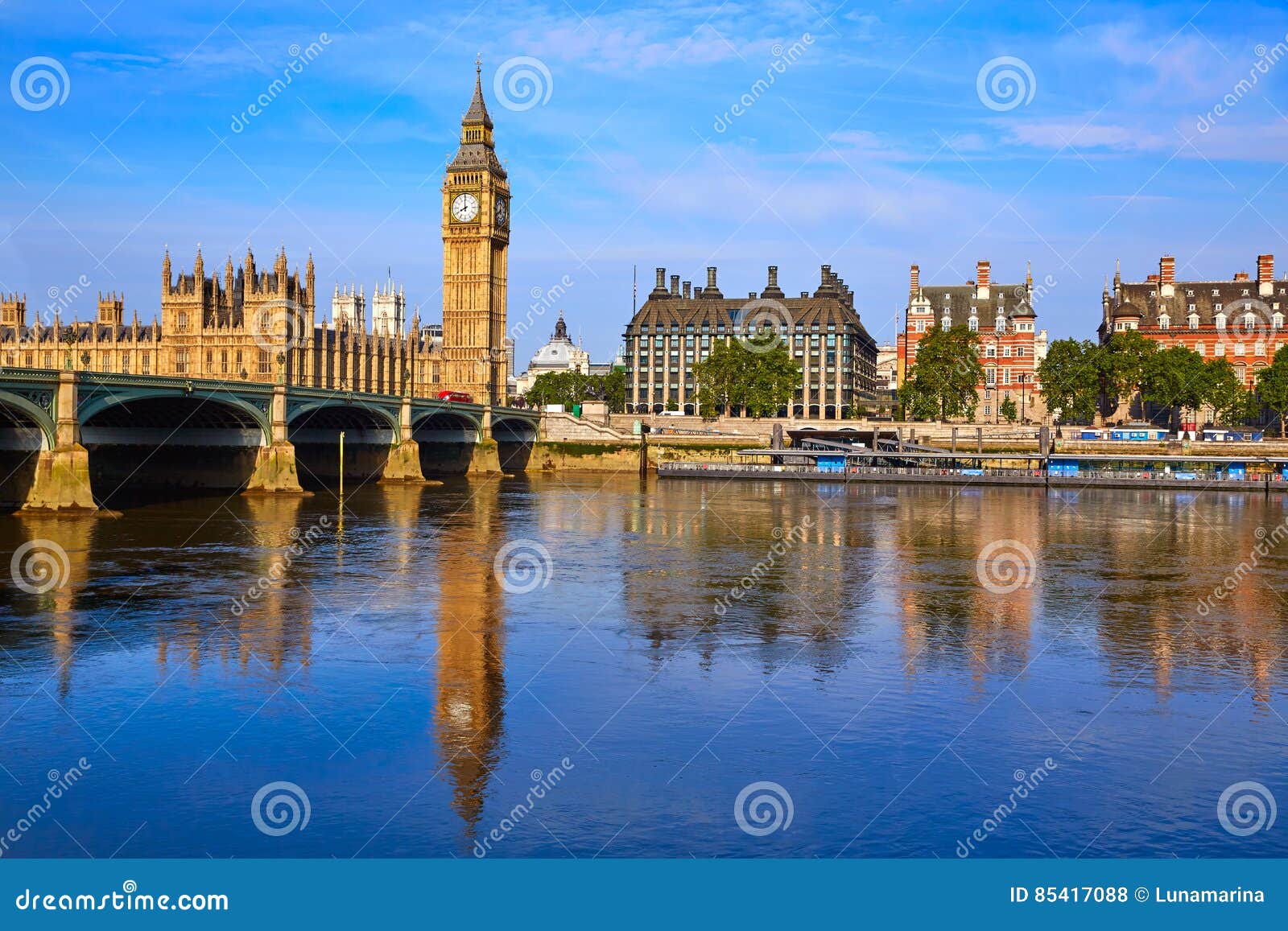 Big Ben Clock Tower and Thames River London Stock Photo - Image of ...