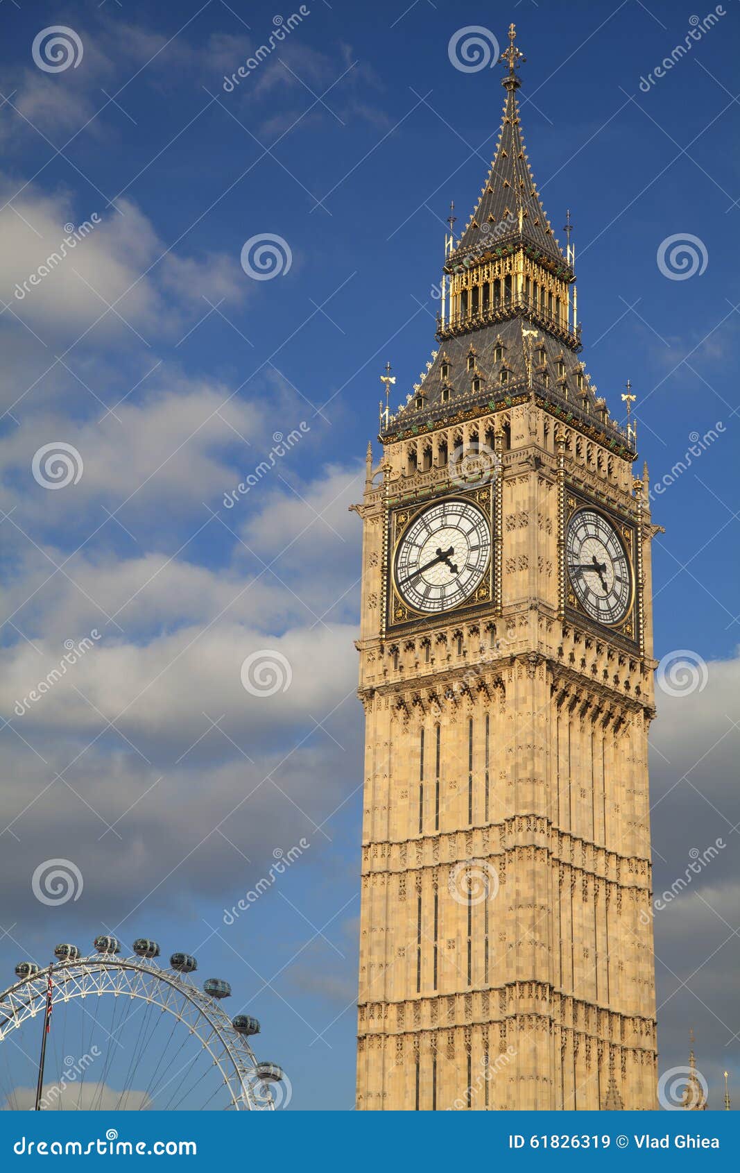 Big Ben and Golden Eye, London Stock Image - Image of clock, england ...