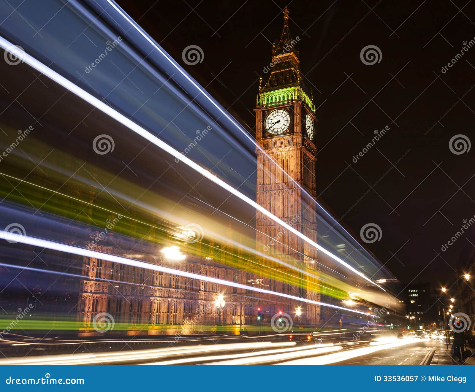 Big Ben with light trail stock image. Image of night - 33536057