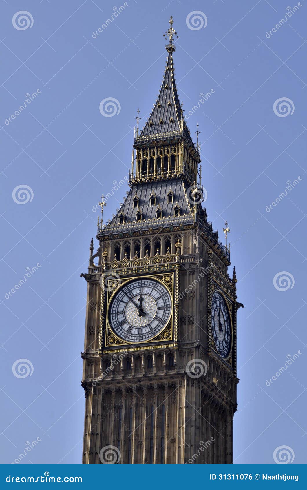 Big Ben London Clock Blue Sky Center Average Week Day Stock Photo ...