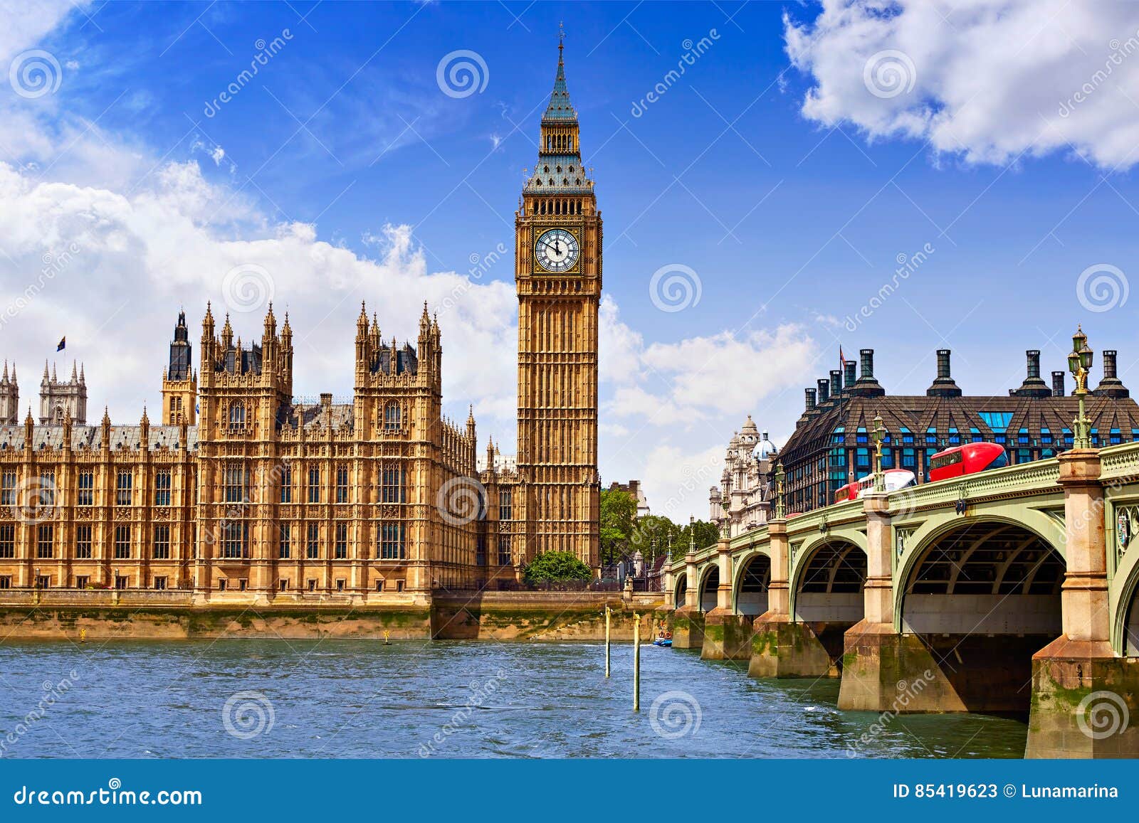 Big Ben London Clock Tower in UK Thames Stock Image - Image of clock ...