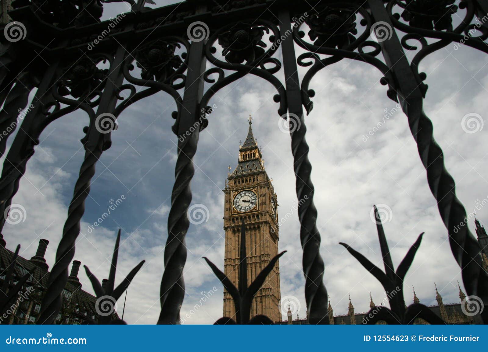 Big Ben and metal gate stock image. Image of symbol, clock - 12554623