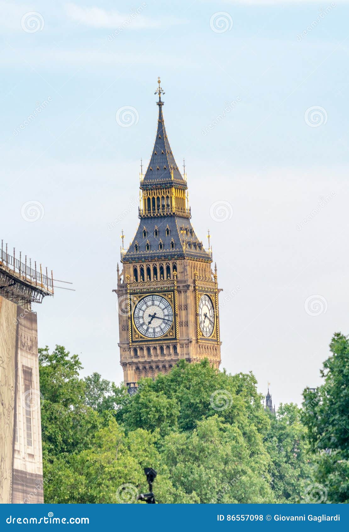 The Big Ben Over the Trees - London, UK Stock Photo - Image of outdoors ...