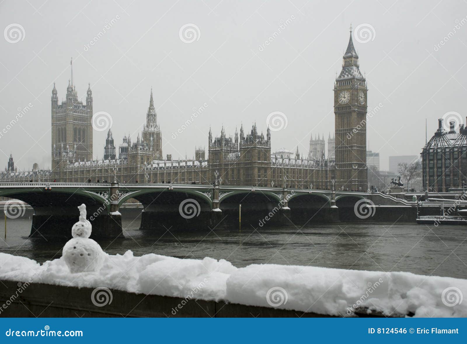 Big Ben winter snowfall stock photo. Image of freezing - 8124546
