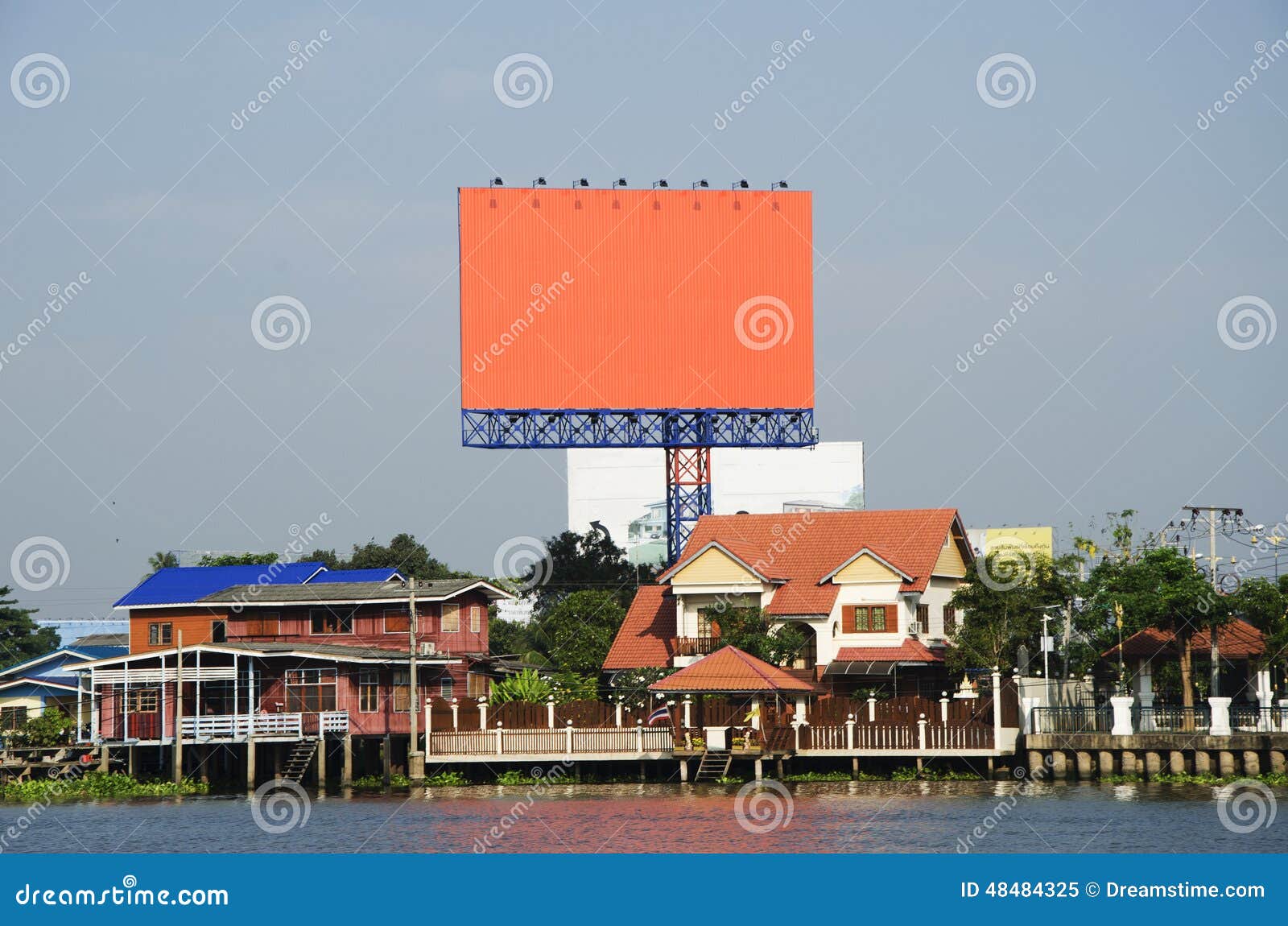 Big Billboard beside the River Stock Image - Image of advertisement ...
