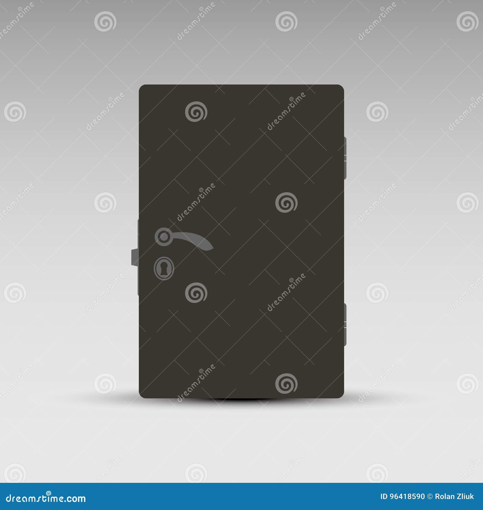 Big black door with lock stock vector. Illustration of element - 96418590