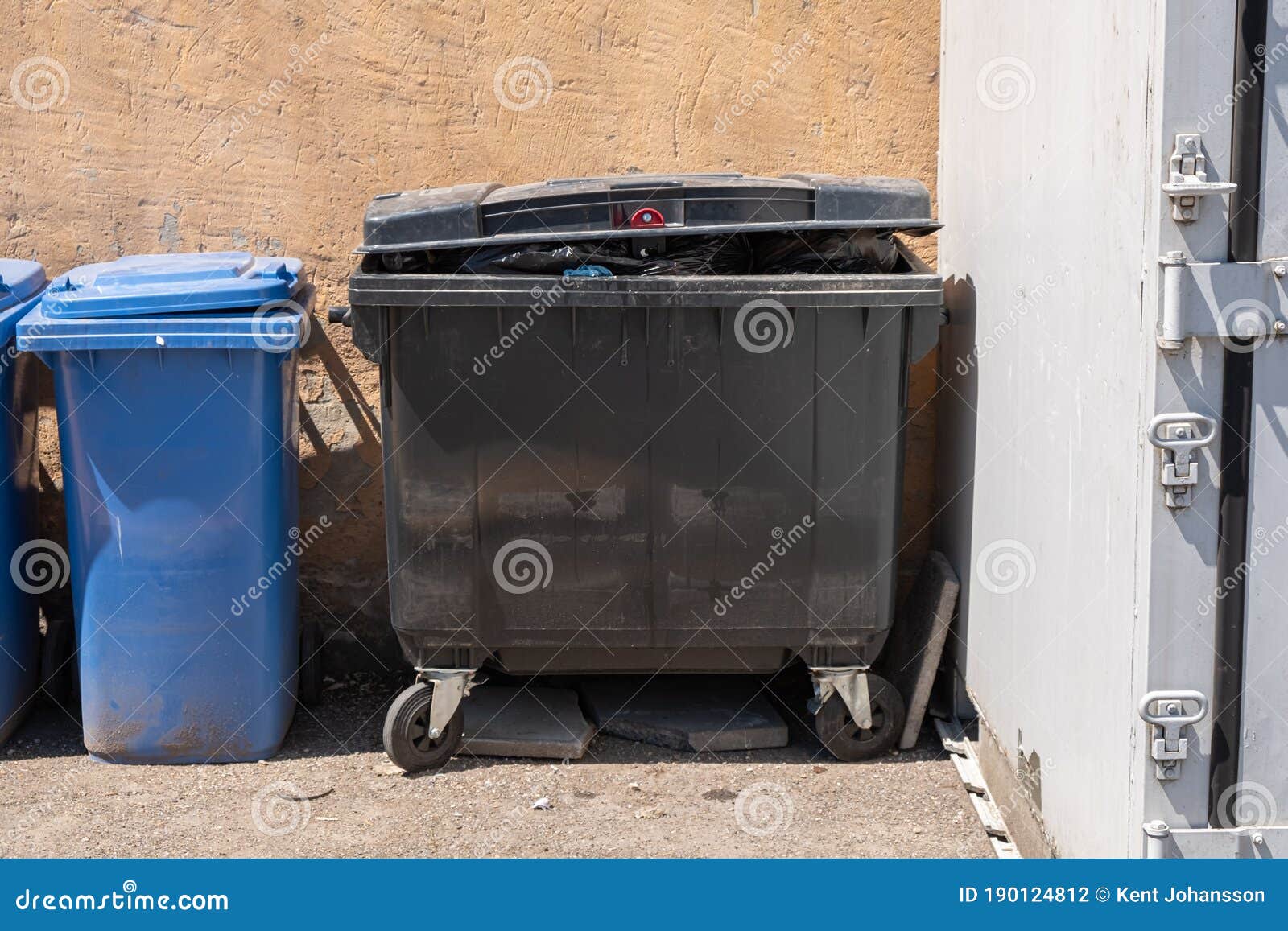 Big Black Garbage Container Stock Photo - Image of dumpster, litter ...