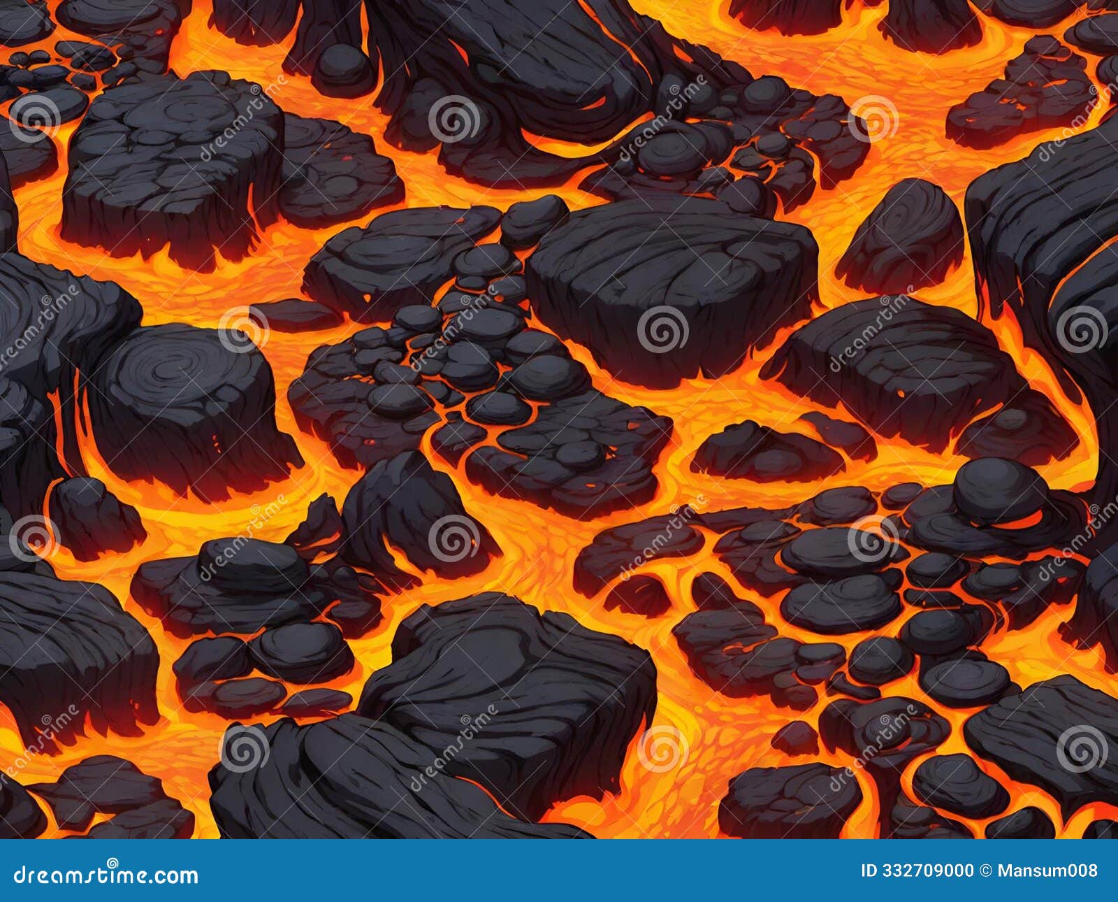 Big Black Lava in the Volcano Eruption Stock Illustration ...