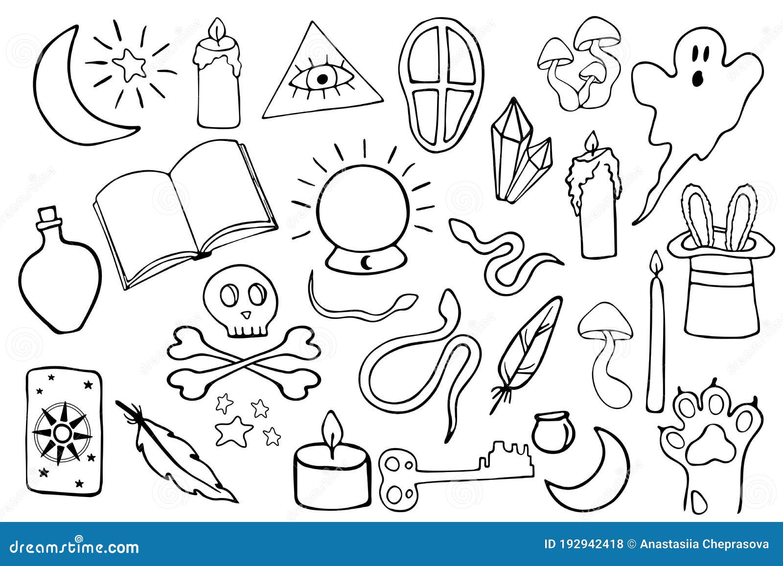 Big Black Magic Vector Icon Set Stock Vector - Illustration of candle ...