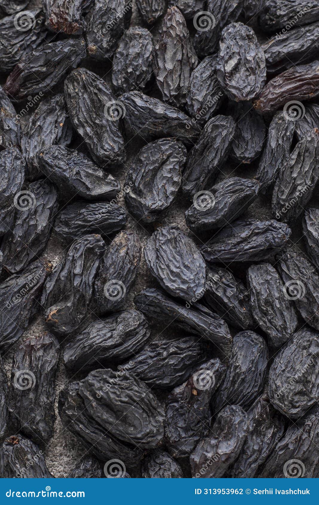 Big Black Raisins on the Table. Stock Photo - Image of tasty, vertical ...