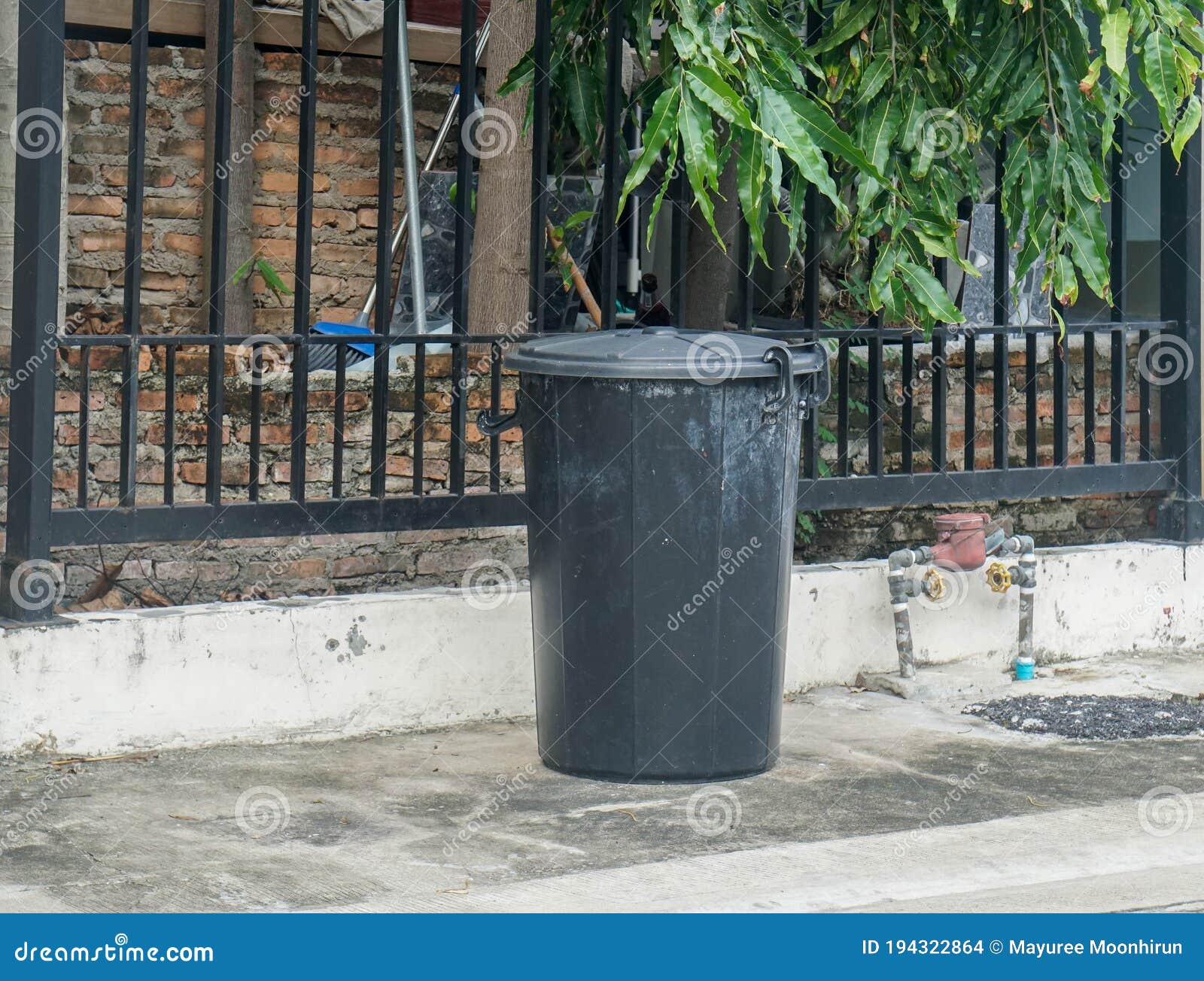 Big Black Trash Bin at Outdoors for Save Environment Stock Photo ...