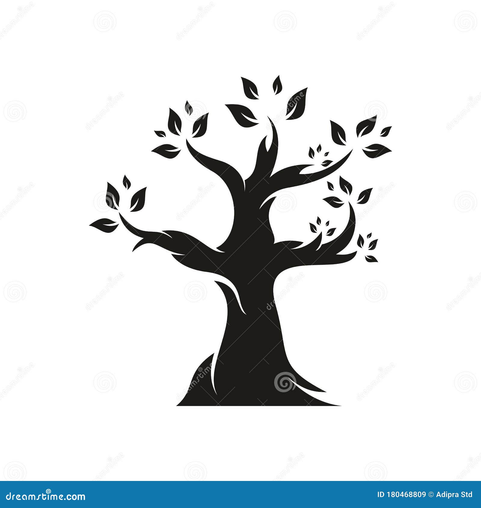 Big Black Tree Logo with less Leaves Stock Vector - Illustration of ...