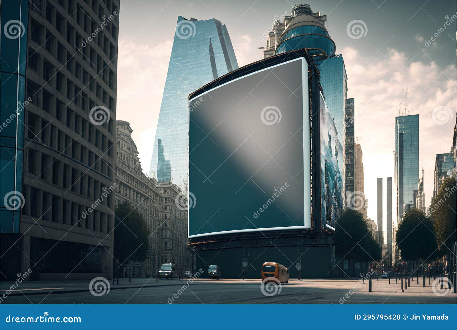 Big Blank Billboard in the City. 3d Rendering. Mock Up Stock ...