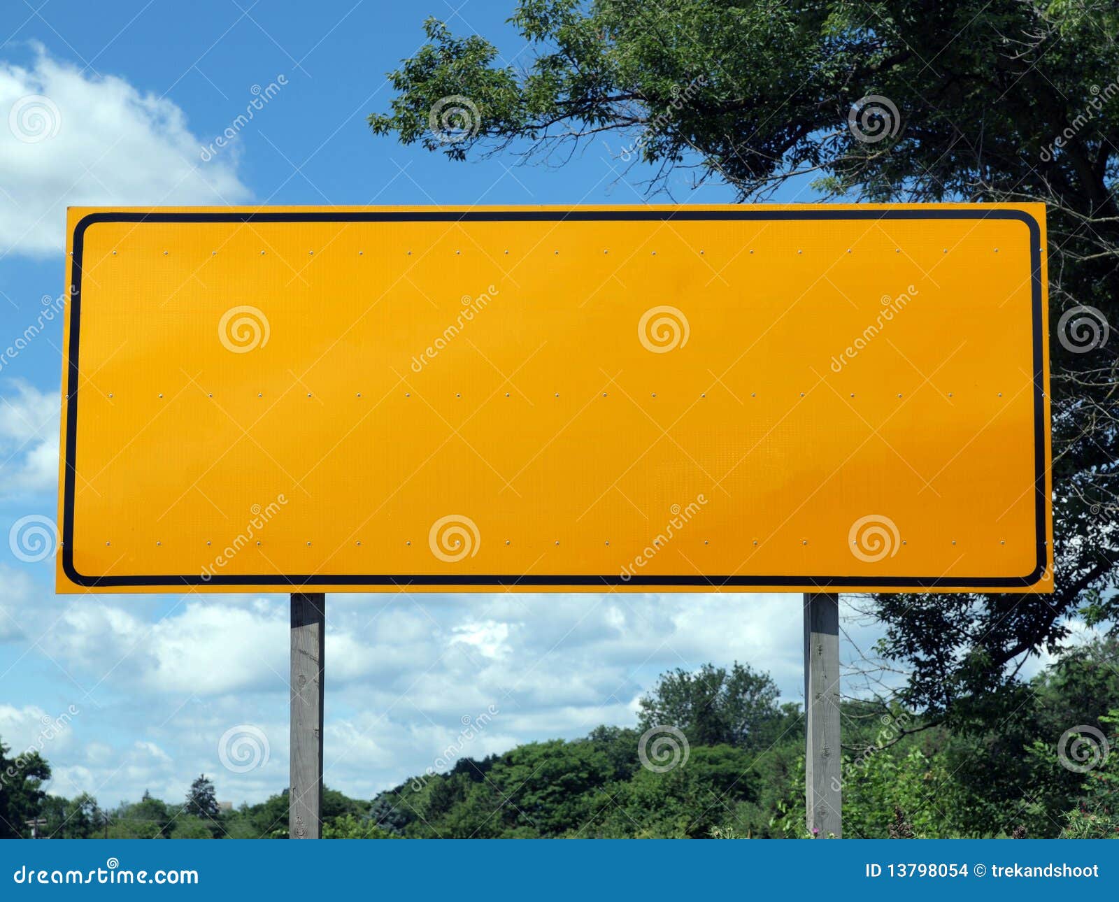 Big Blank Highway Sign stock photo. Image of tree, warning - 13798054