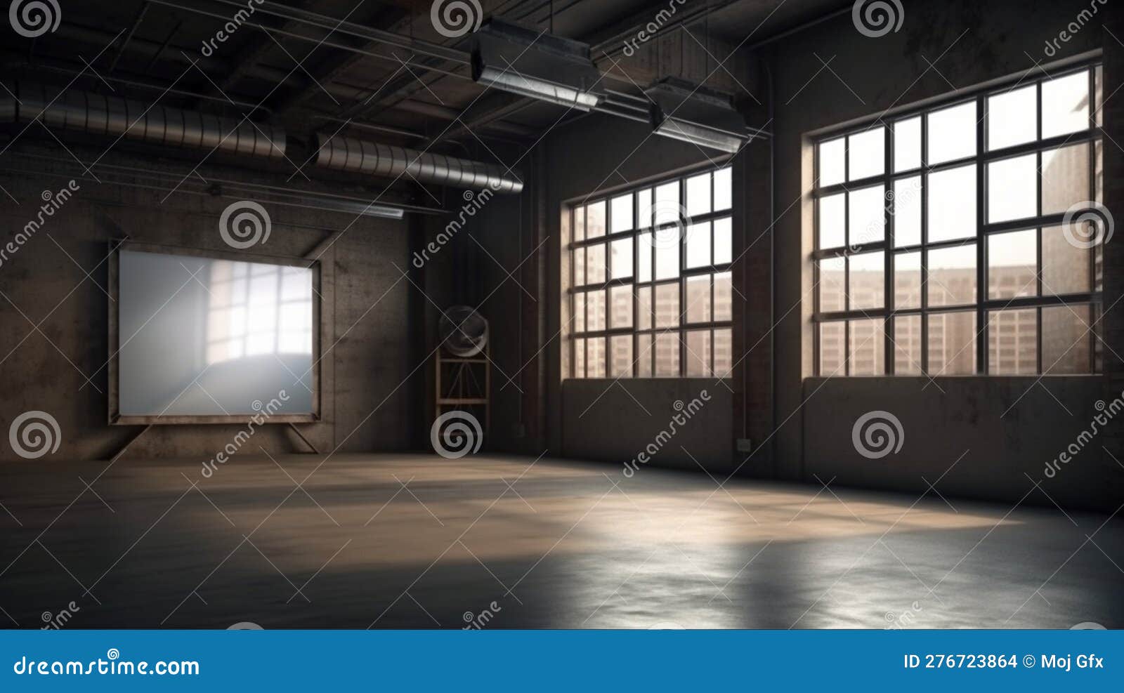 Big Blank Light Screen instead of Wall with Projectors in Empty ...