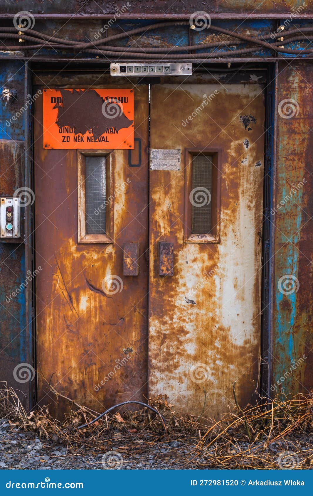 Steel, Rusty Door To a Relic, No Longer Working Industrial Elevator in ...