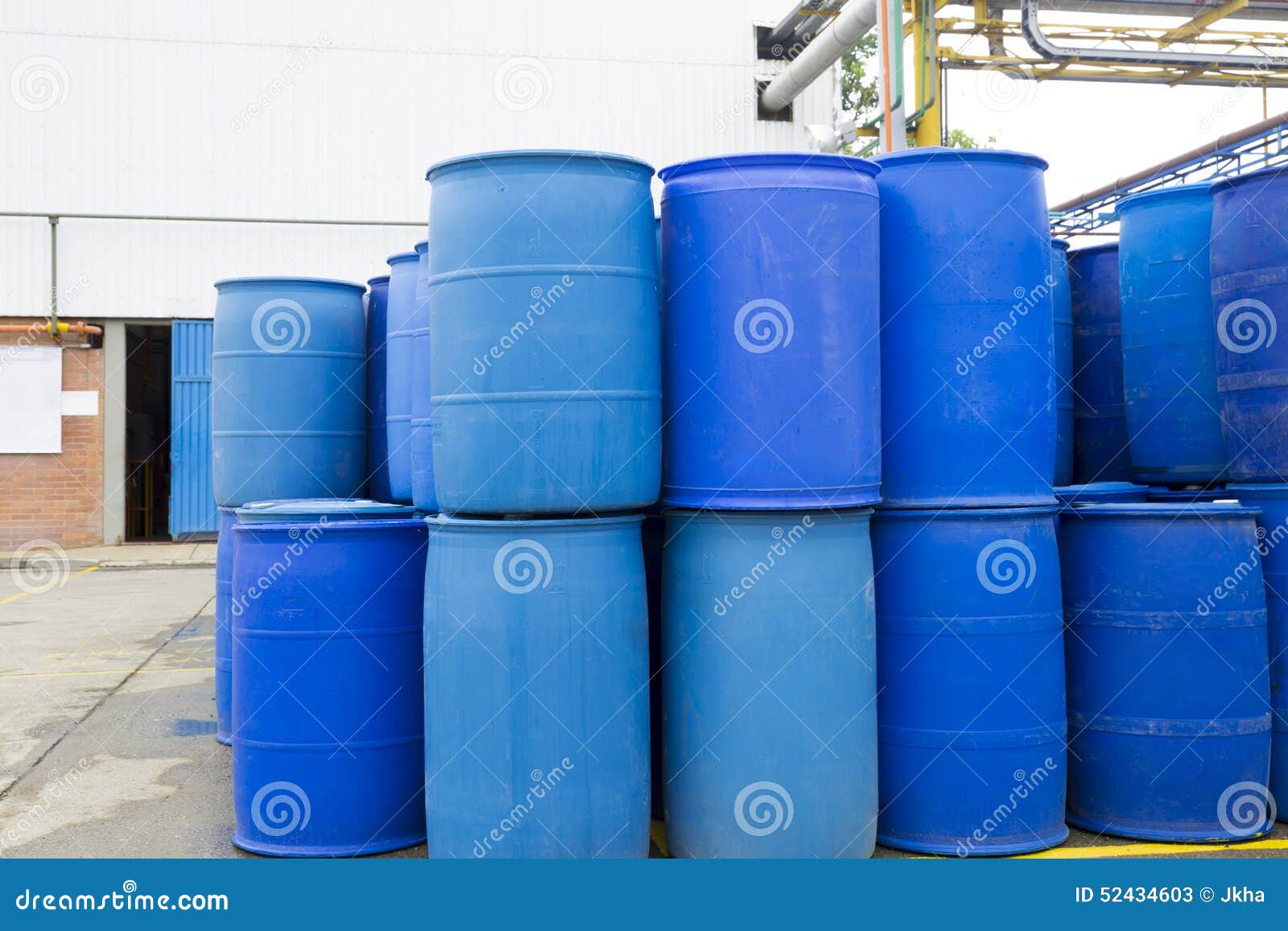 Big Blue Barrels stock image. Image of garbage, import - 52434603
