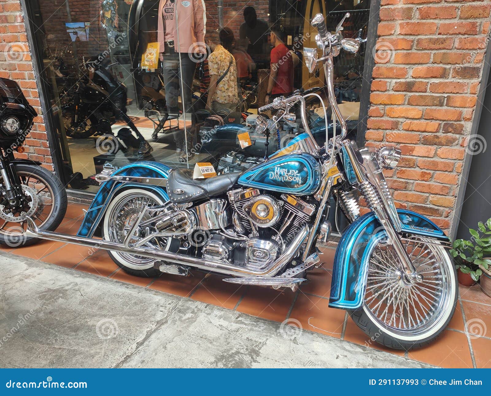 Blue Bike Rack With Old Bikes On The Main Street On Balboa Island ...