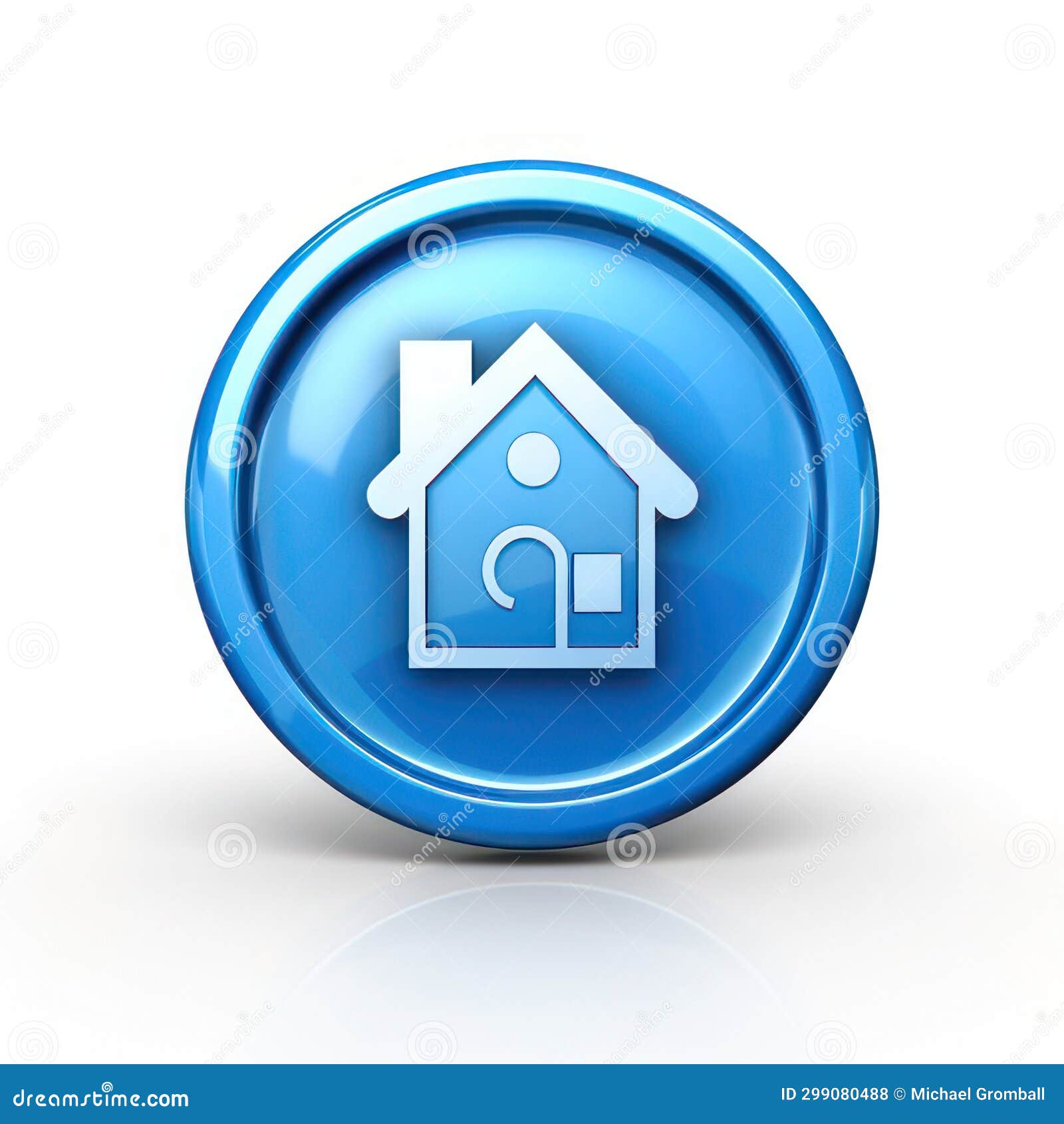 Big Blue Button with Home Icon Isolated on White Created with ...