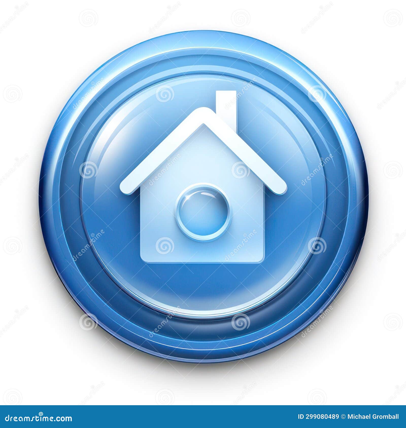 Big Blue Button with Home Icon Isolated on White Created with ...
