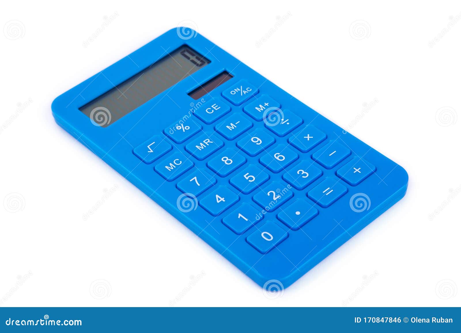Big Blue Calculator Isolate on a White Background Stock Photo - Image ...