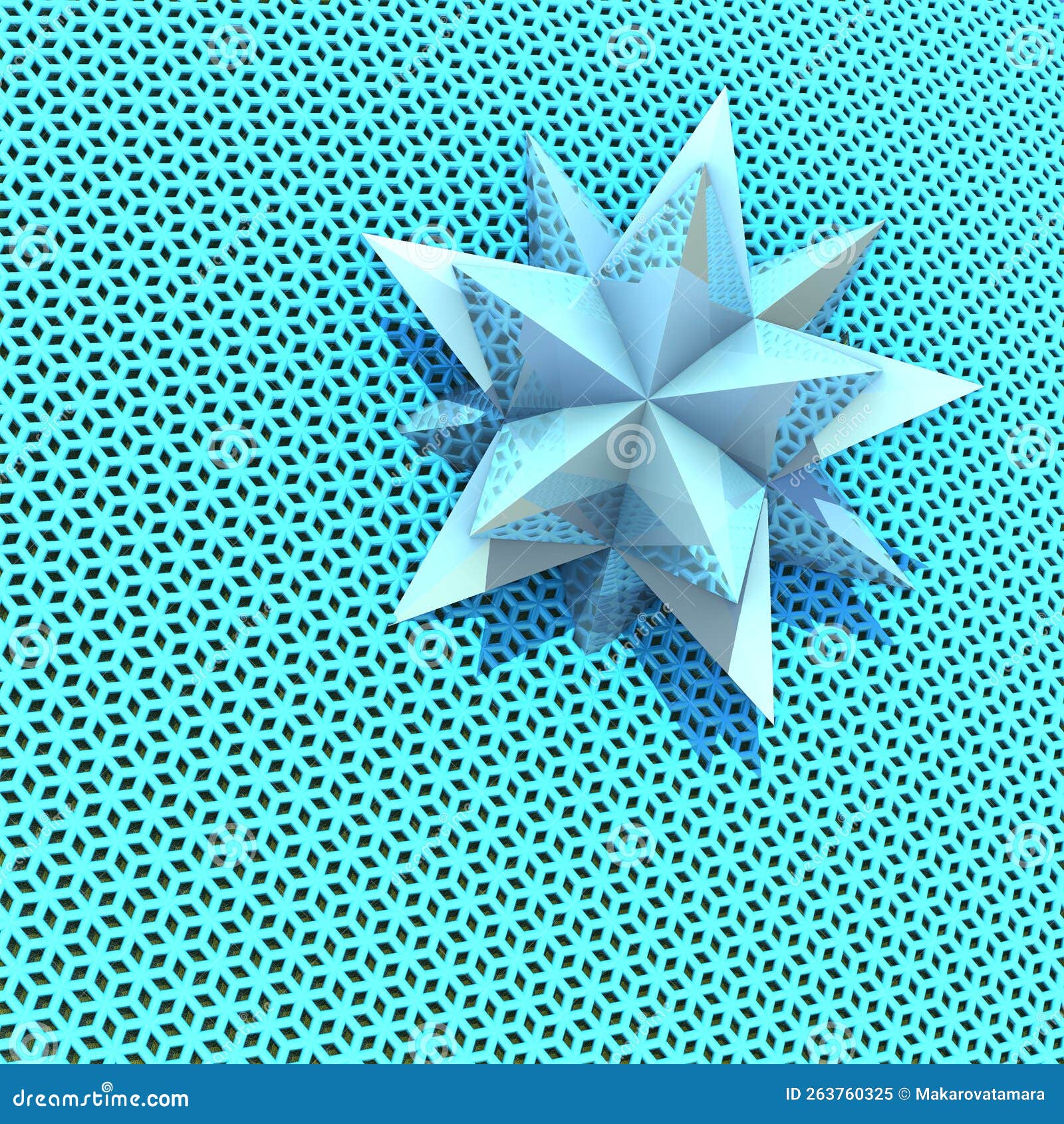 Big Blue 3d Star with Reflection Effect on the Patterned Background. 3d ...