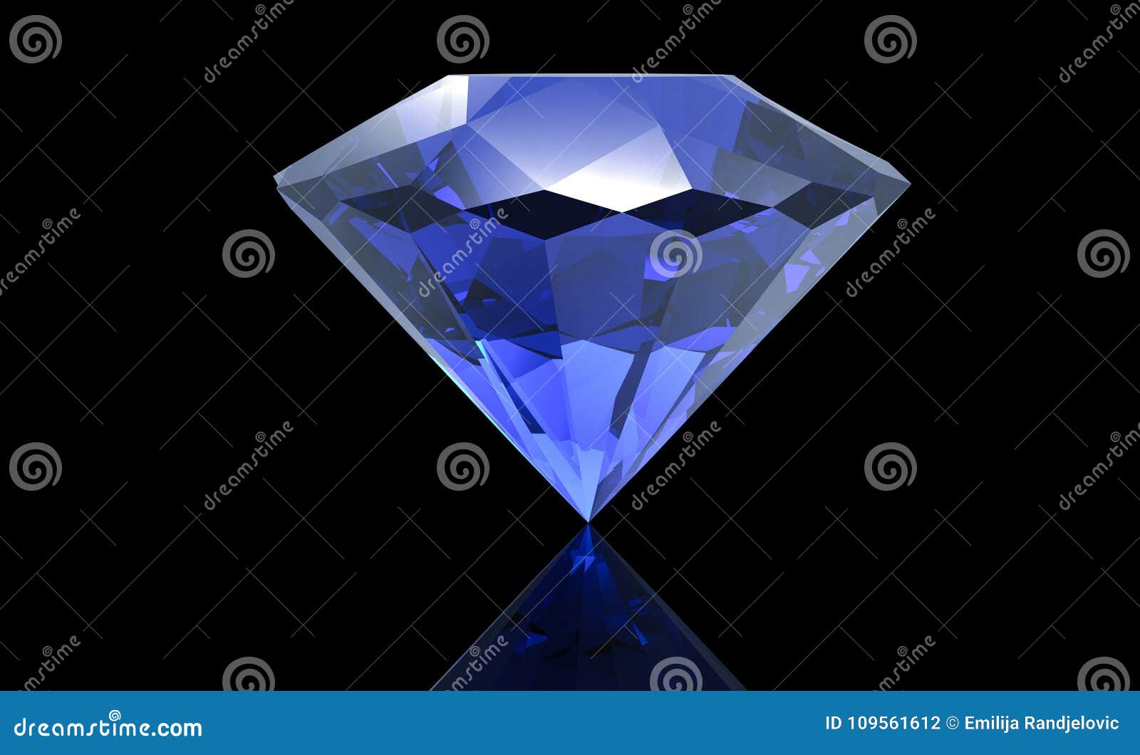 Big Blue Diamond Isolated on Black Background Stock Illustration ...