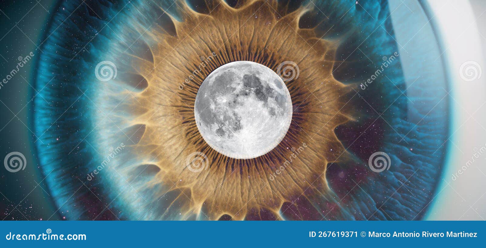 Big Blue Eye with a Full Moon in the Middle Stock Illustration ...
