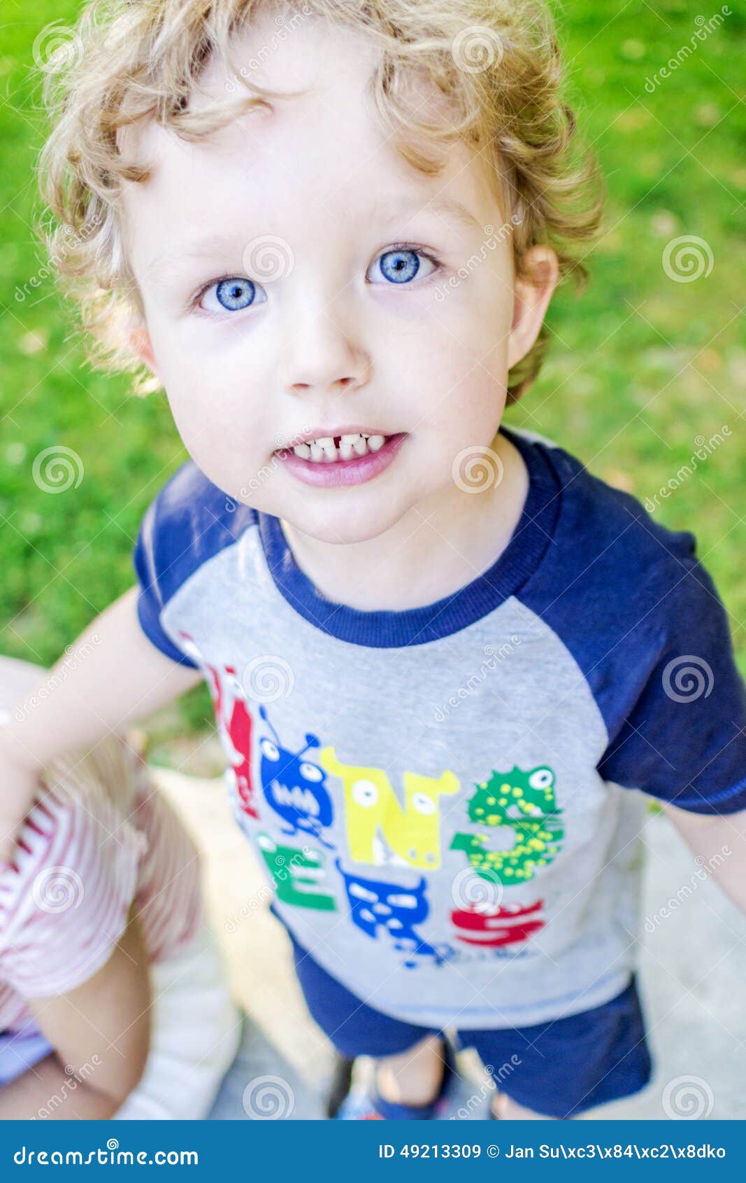 Big Blue Eyes of One Happy Boy Stock Image - Image of forest, infant ...
