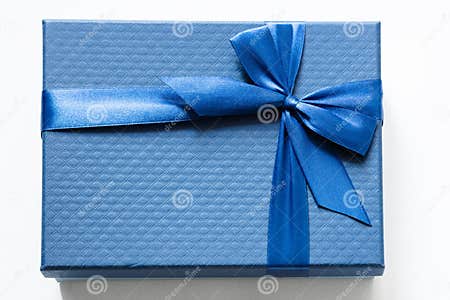 Big Blue Gift Box with a Blue Bow on a White Background Stock Image ...