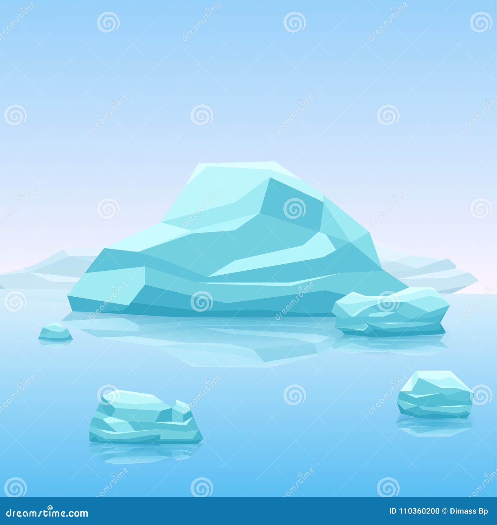 Big Blue Iceberg, Vector Illustration Arctic Landscape. | CartoonDealer ...