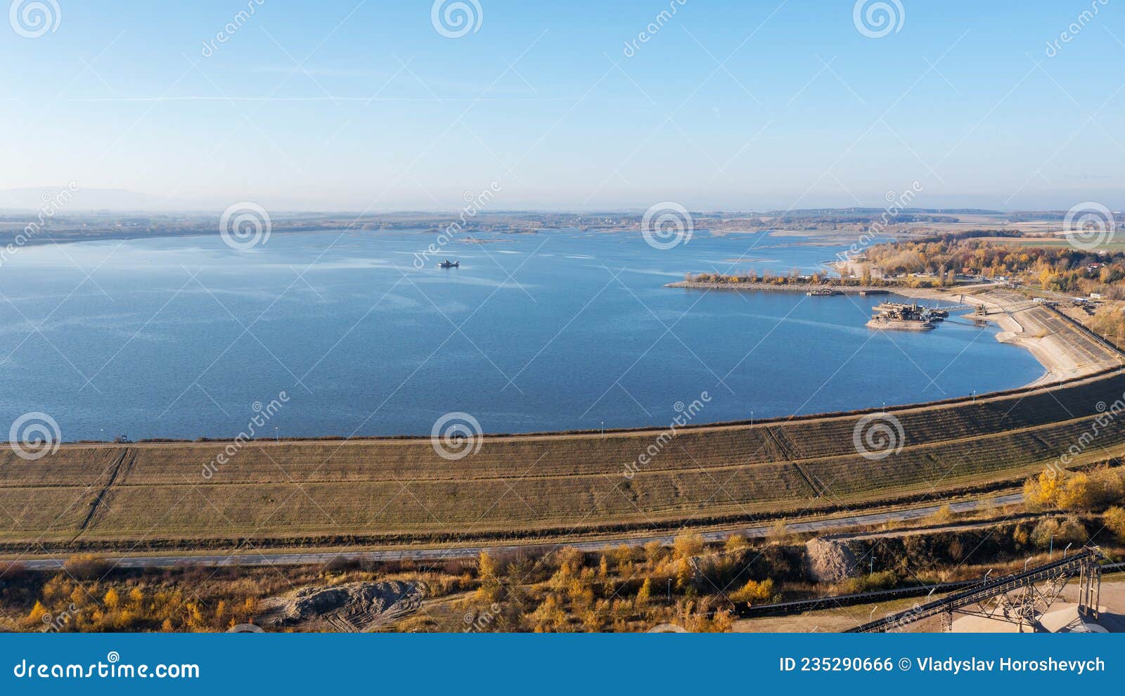 Big Blue Lake and Long Dam, Artificial Lake Stock Photo - Image of ...