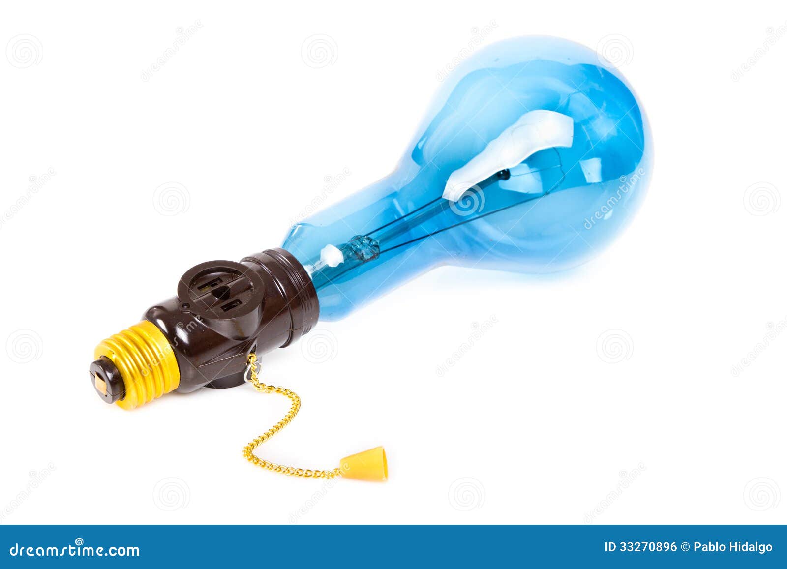 Big Blue Light Bulb on White Background. Stock Photo - Image of blue ...