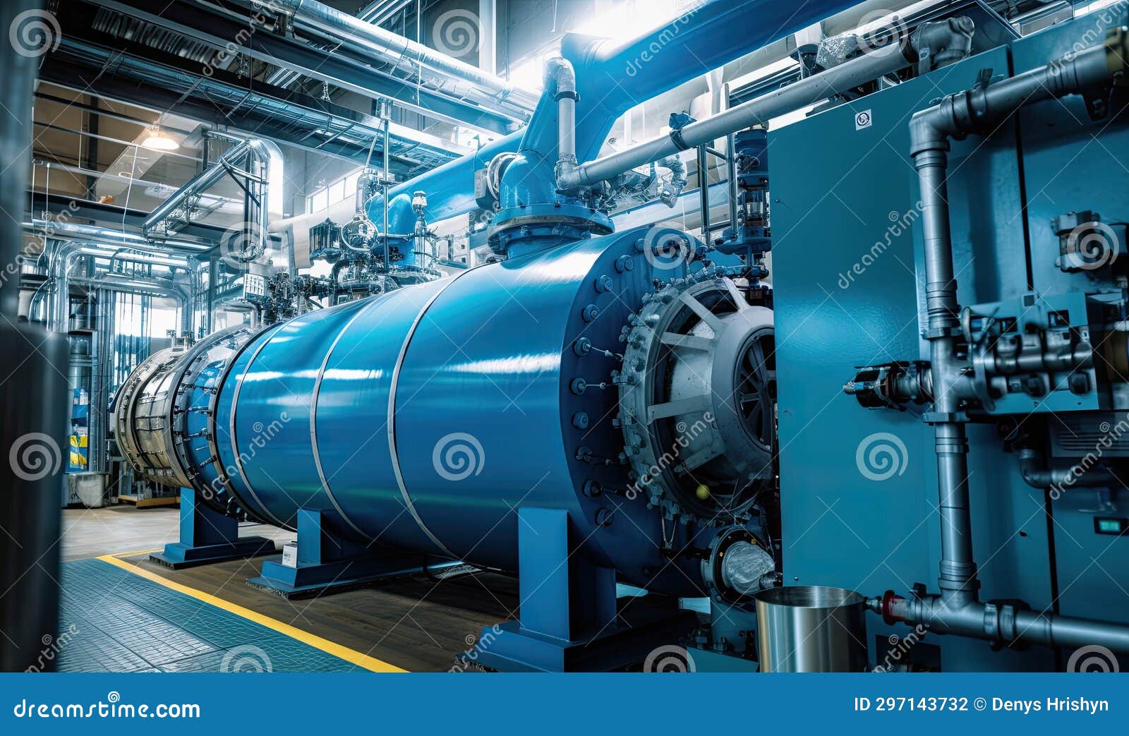 A Big Blue Manufacturing Machine in a Factory Stock Illustration ...