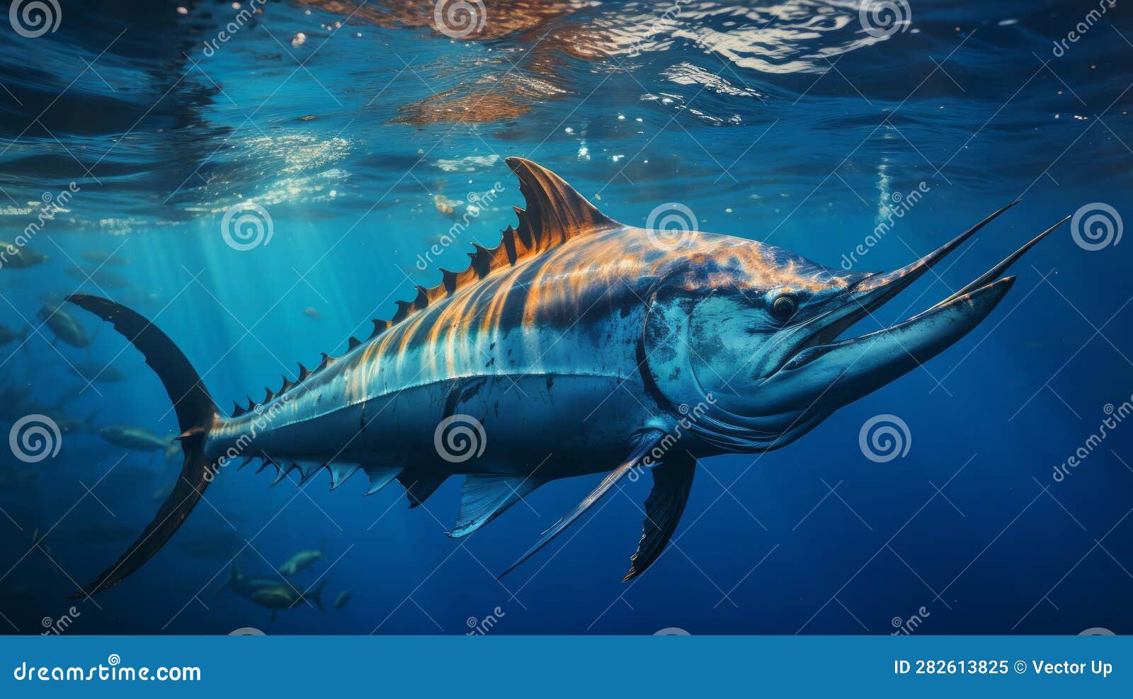 Big Blue Marlin in the Blue Ocean. Generative AI. Stock Illustration ...