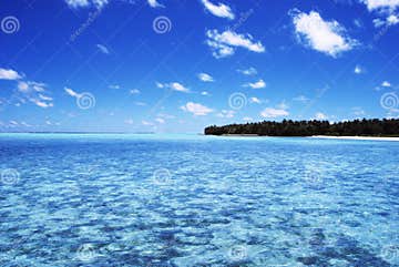 Big Blue Ocean and Blue Blue Sky Stock Photo - Image of coral, equator ...