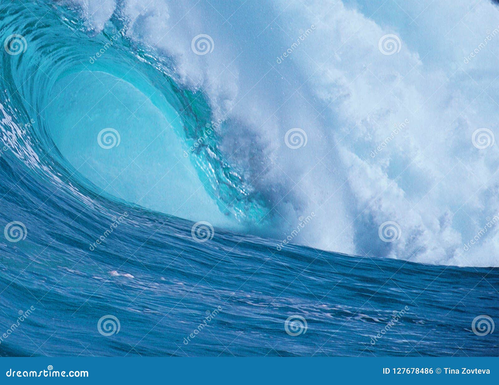 Big Blue Ocean Wave stock photo. Image of barrel, sports - 127678486