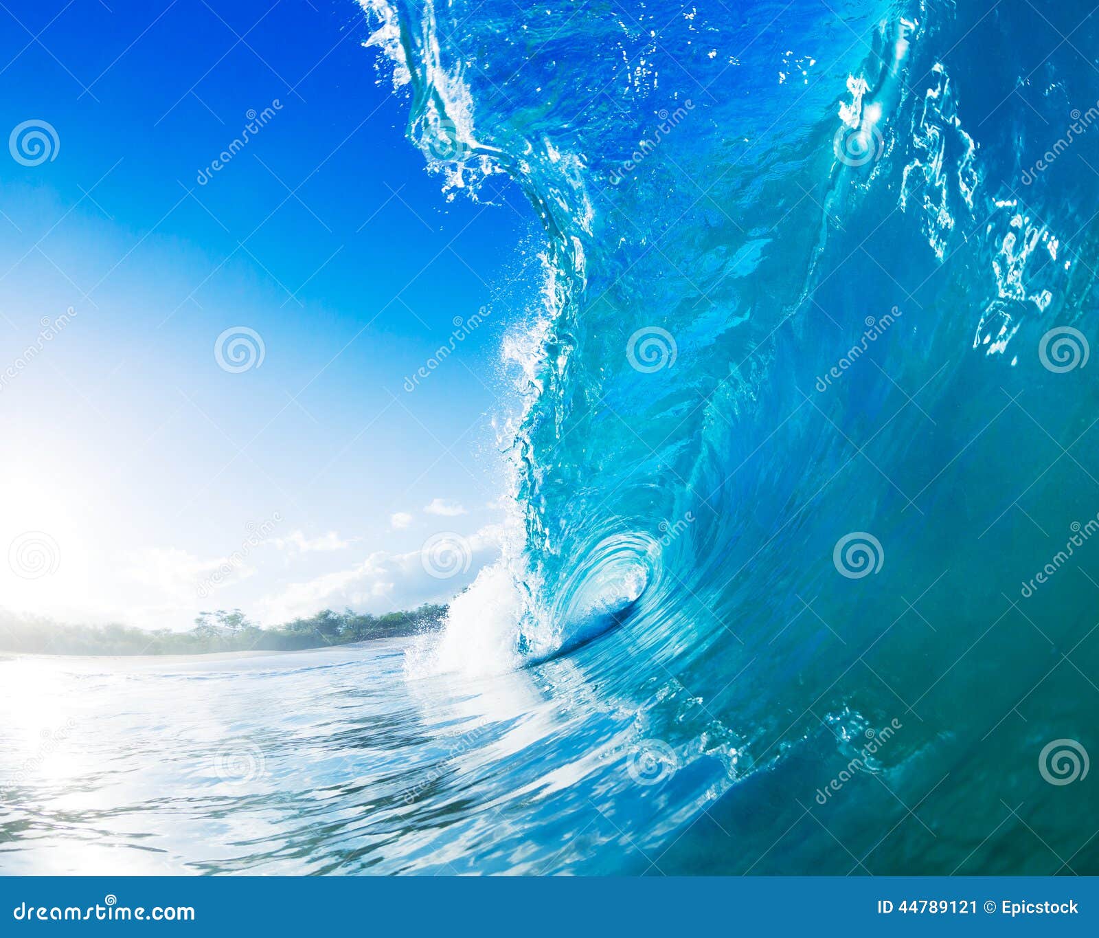 Big Blue Ocean Wave Splash stock image. Image of landscape - 44789121