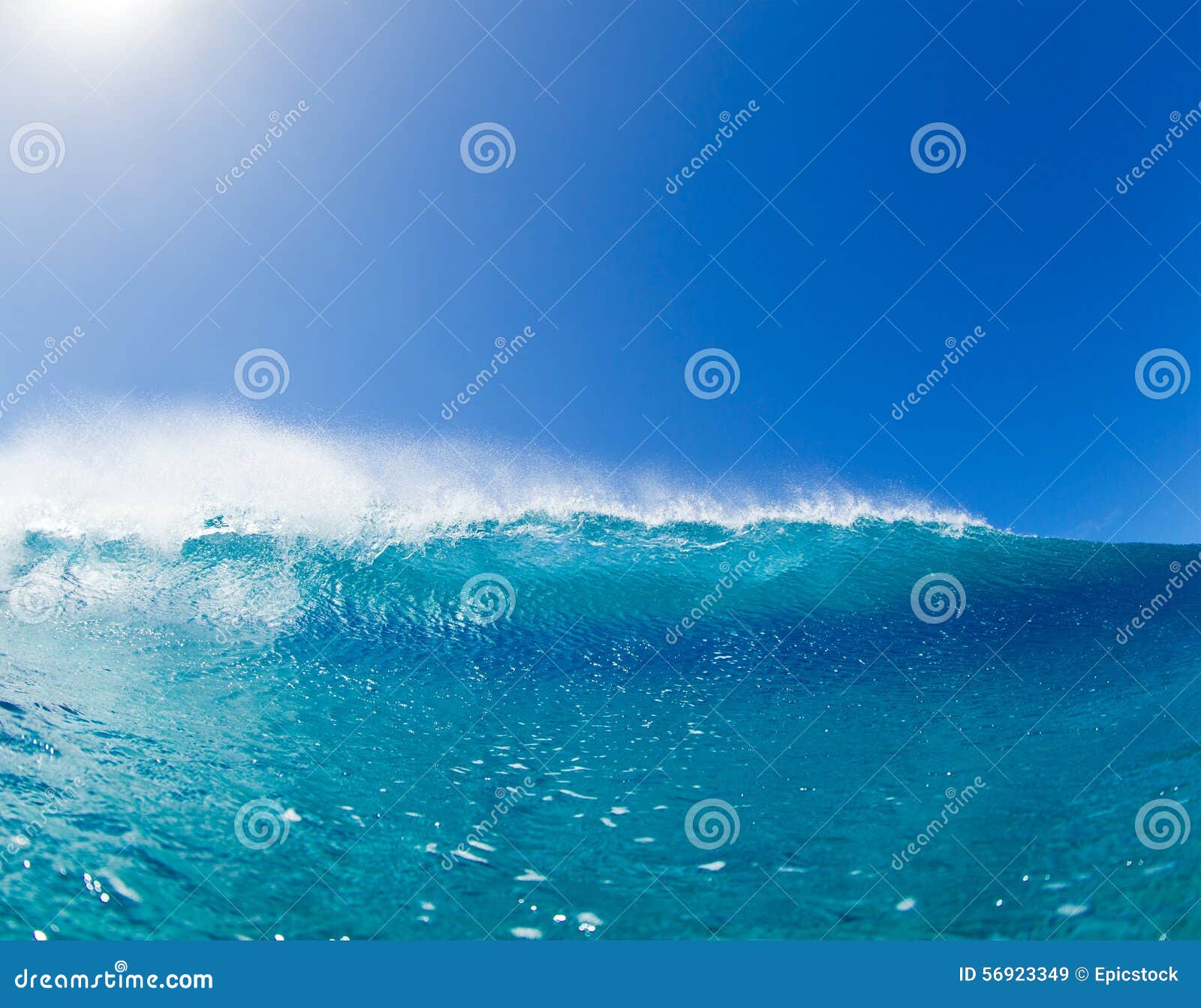 Big Blue Ocean Wave Sunny Sky Stock Image - Image of landscape, cool ...