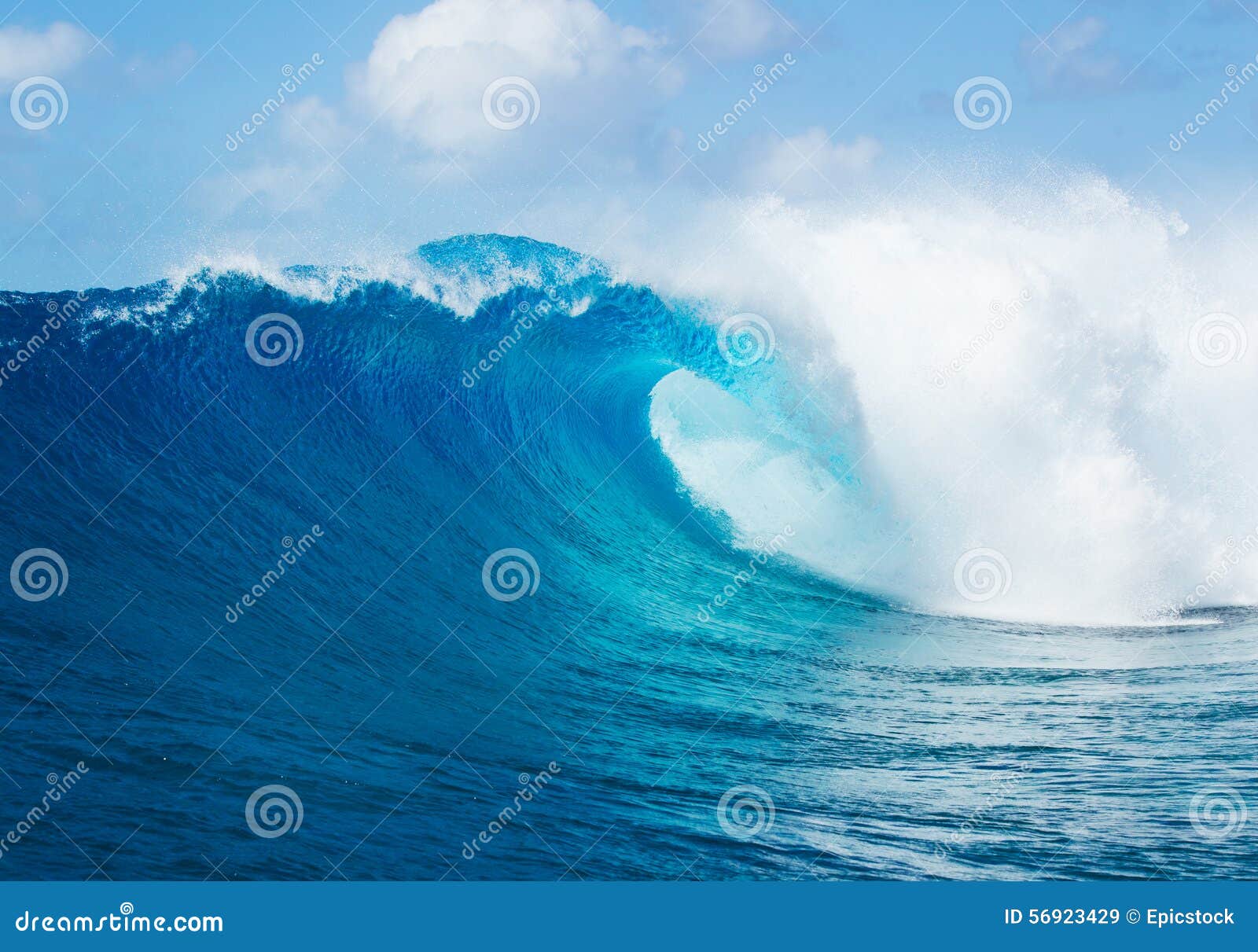 Big Blue Ocean Wave Sunny Sky Stock Image - Image of ocean, power: 56923429