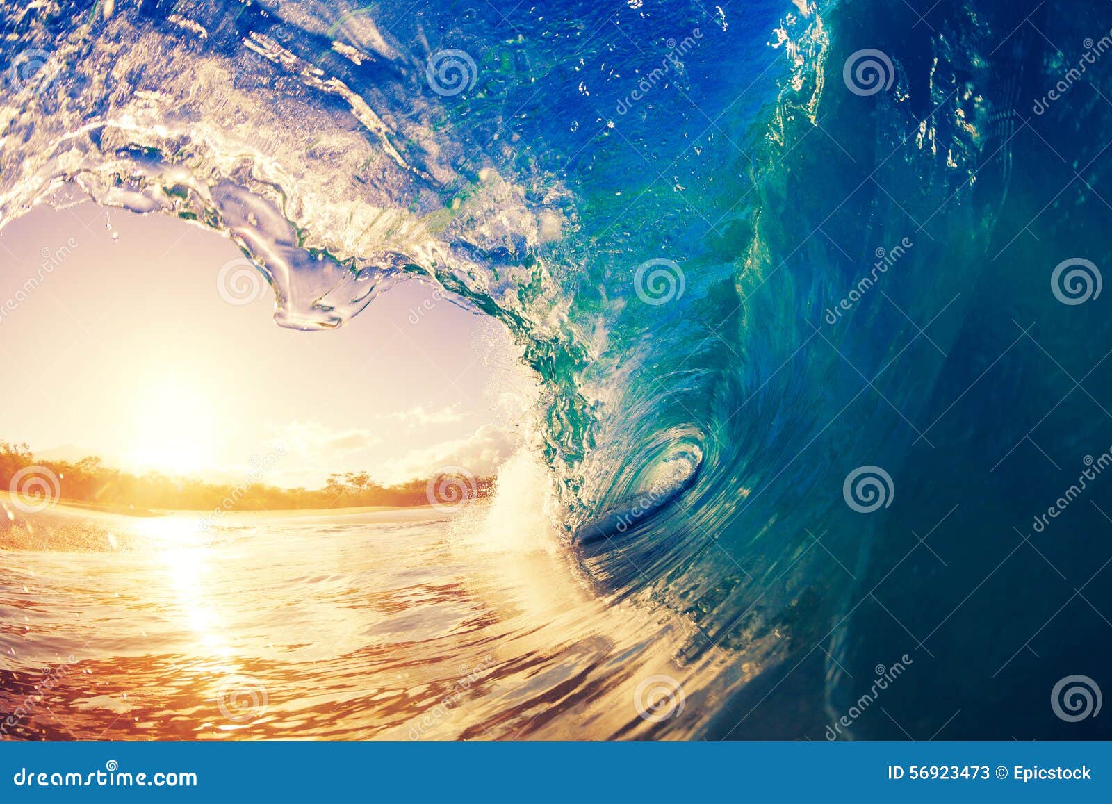 Big Blue Ocean Wave Sunny Sky Stock Image - Image of outdoor, pacific ...