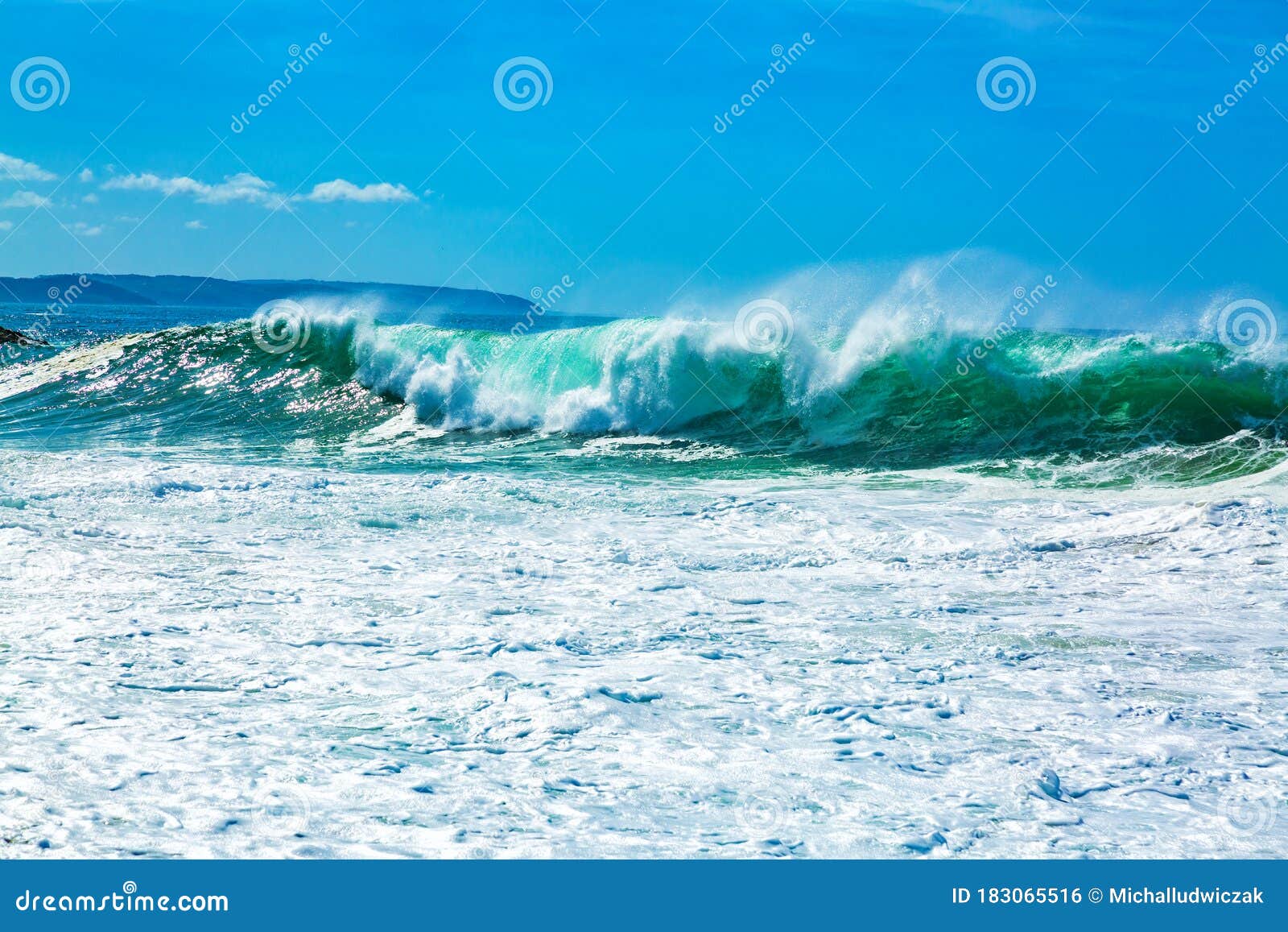 Big Blue Ocean Waves with White Foam Stock Photo - Image of crashing ...