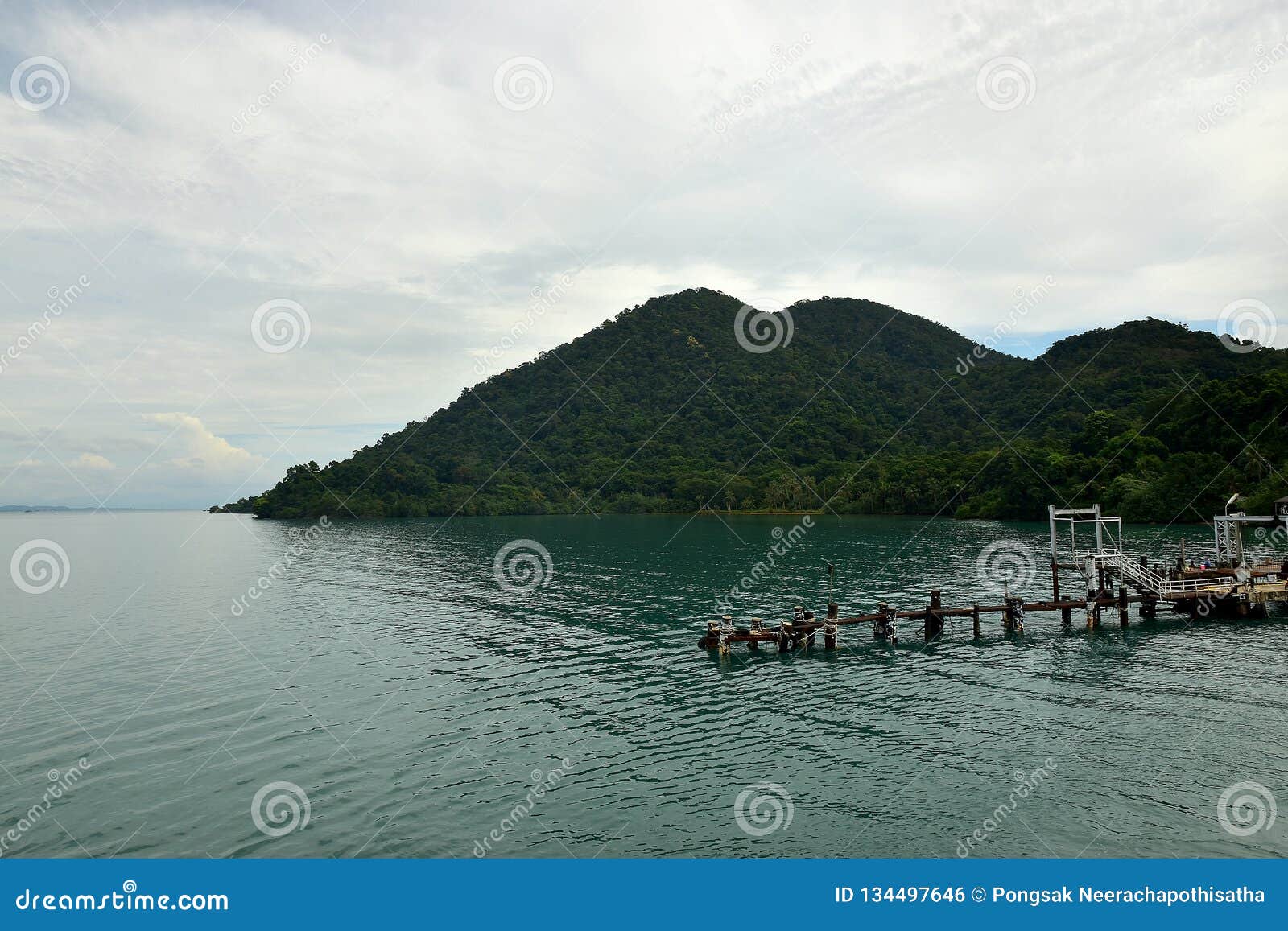 Big Blue Passenger Ferry Boat Docking on the Pier on the Island Stock ...