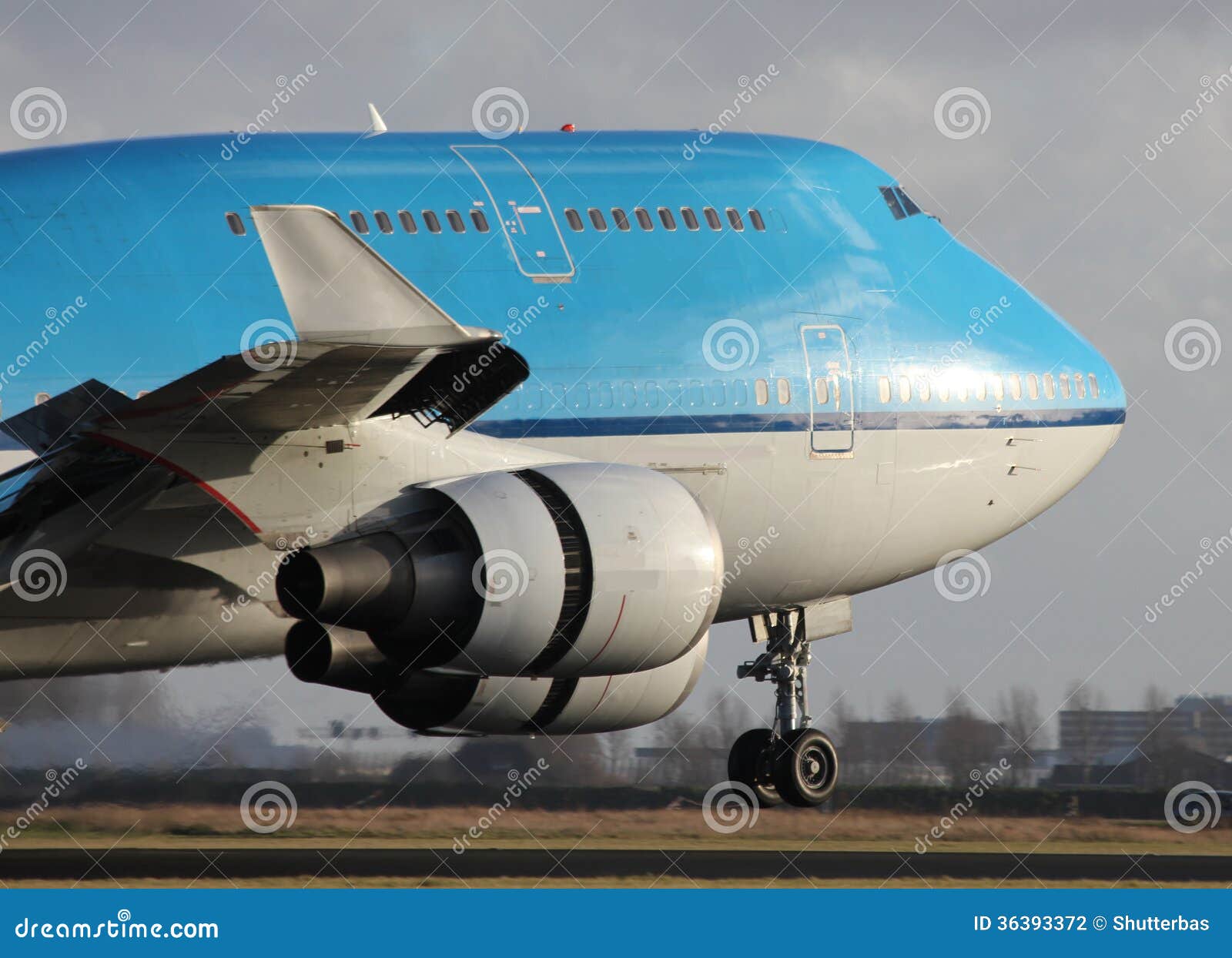 Big blue plane landed stock photo. Image of aircraft - 36393372