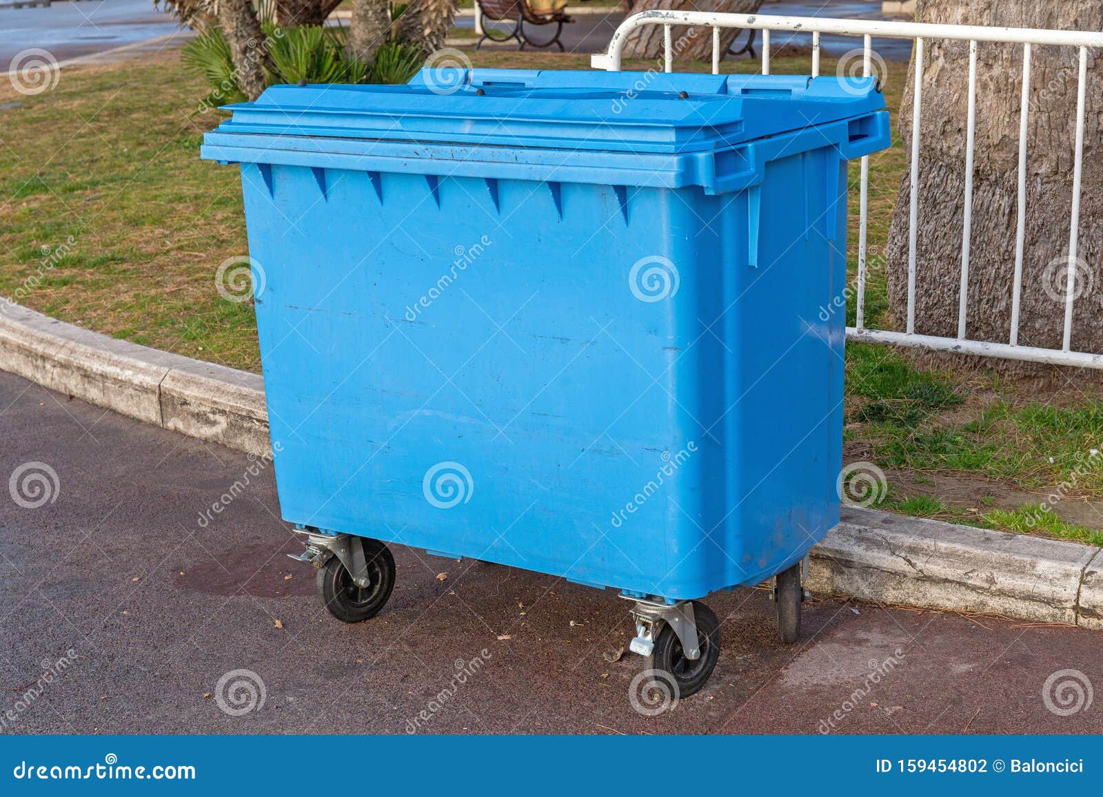 Big Blue Recycling Bin stock photo. Image of cannes - 159454802