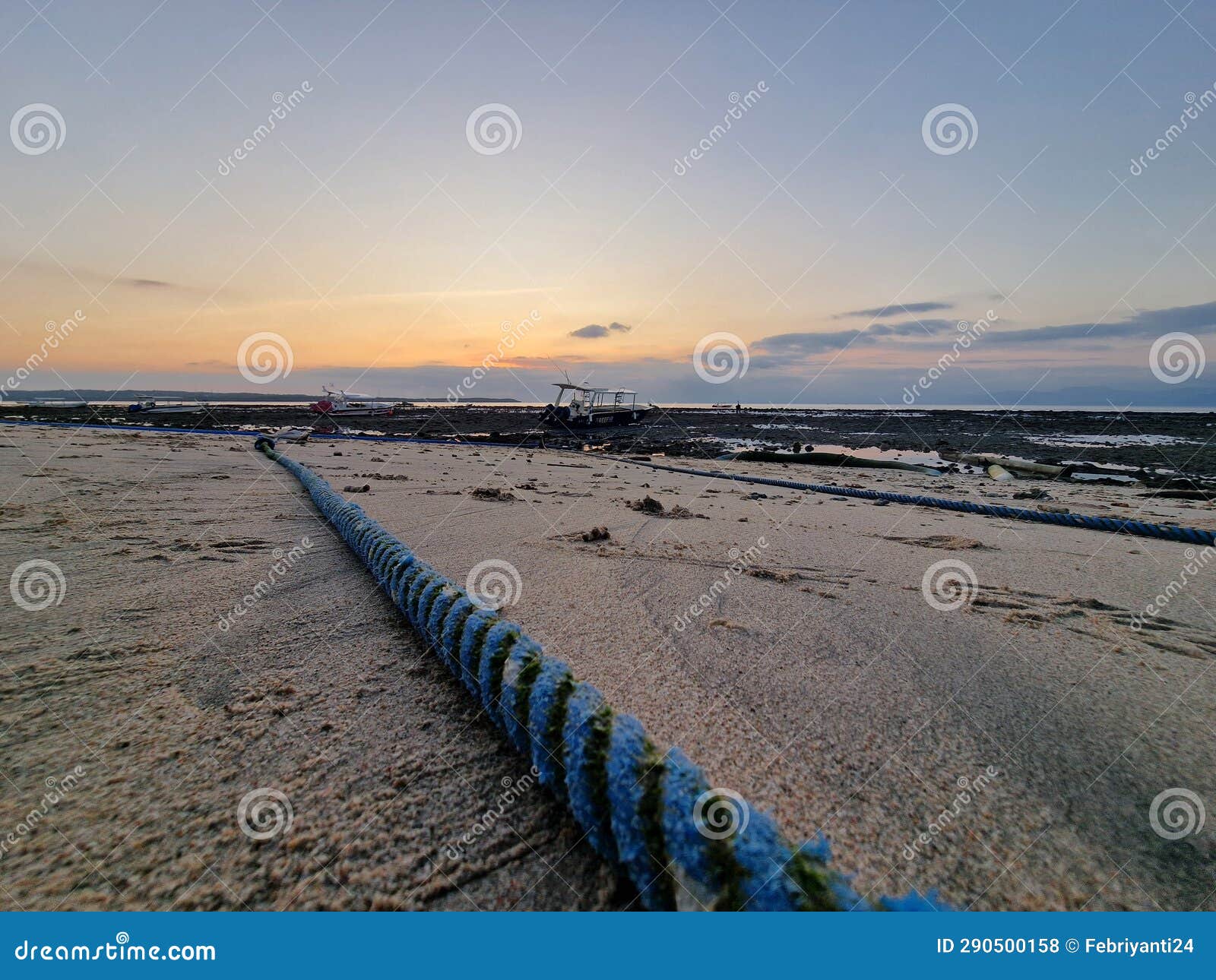 Big Blue Rope on the Beach Sand Stock Photo - Image of sand, rope ...