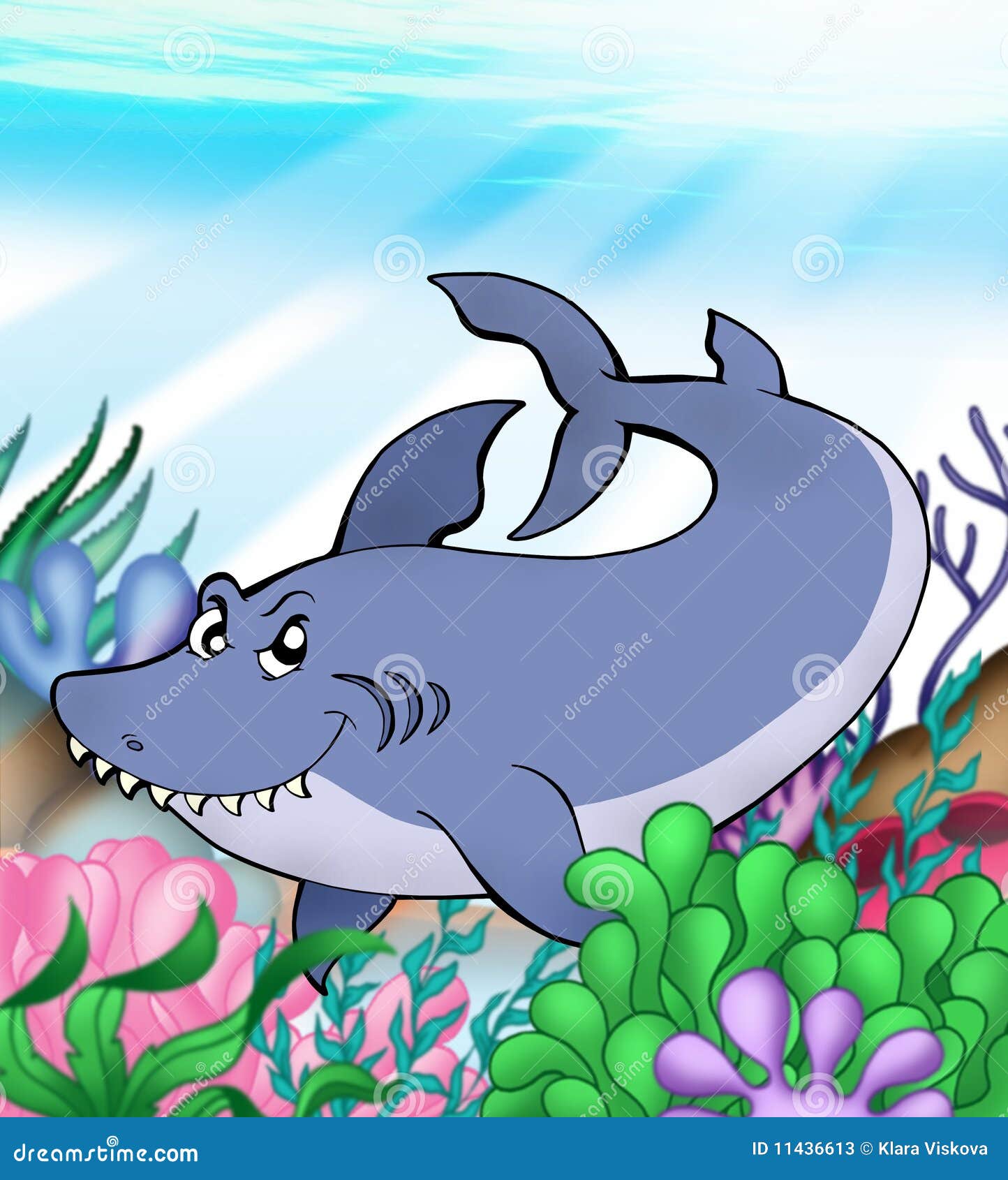 Big Blue Shark Cartoon Vector | CartoonDealer.com #10702321