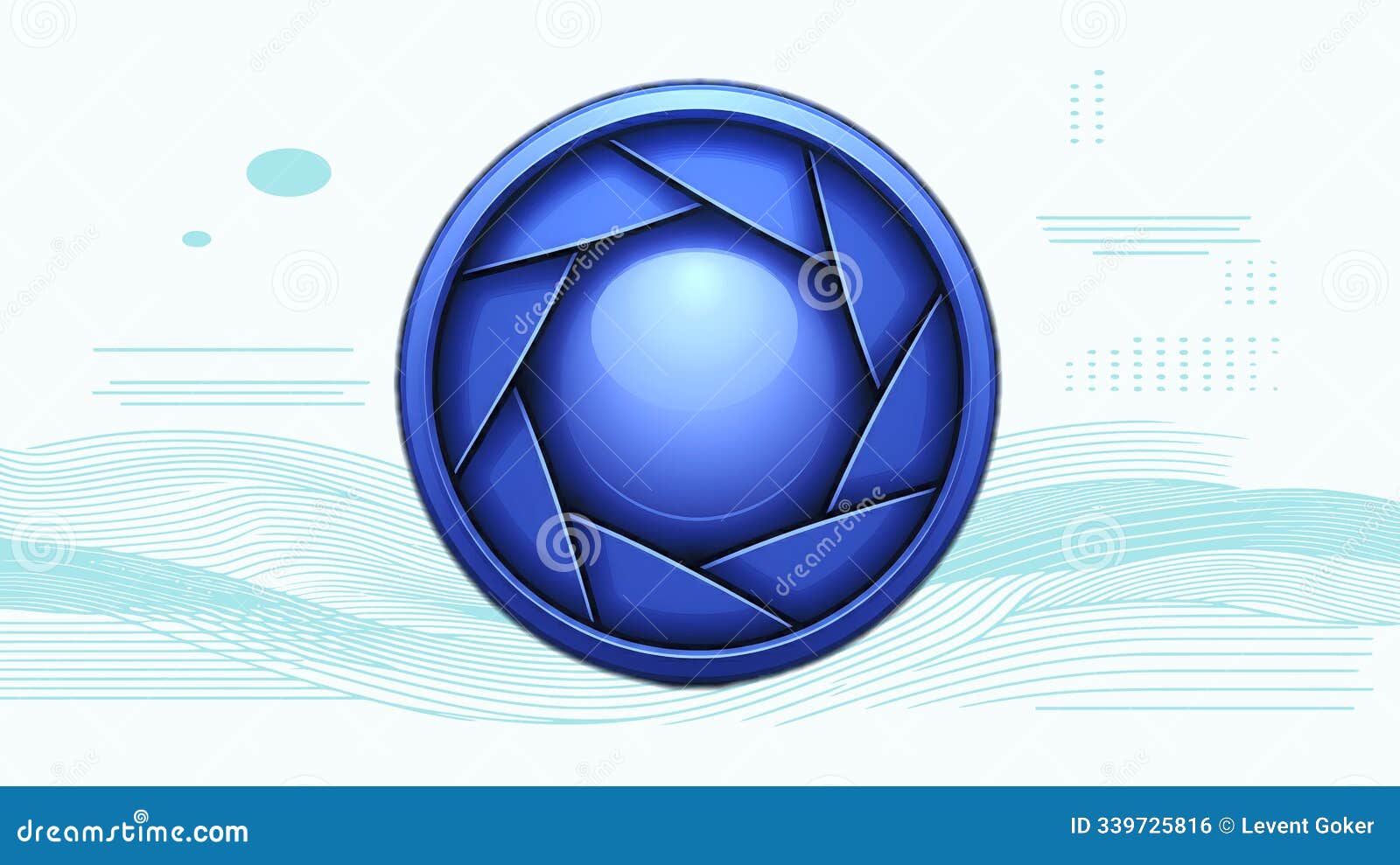 Big Blue Shutter Icon on Abstract Background. Stock Illustration ...