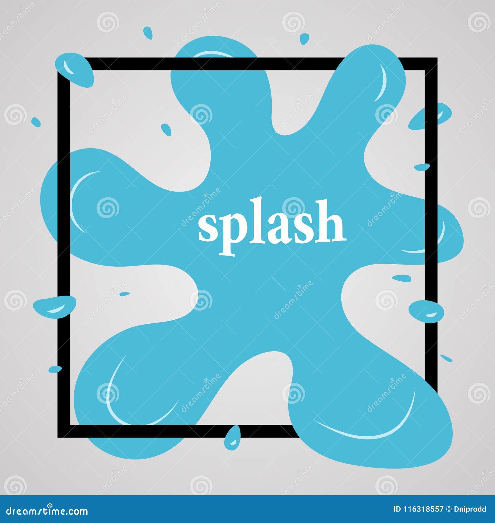 Big Blue Splash with Lots of Small Splashes in Black Frame Stock Vector ...